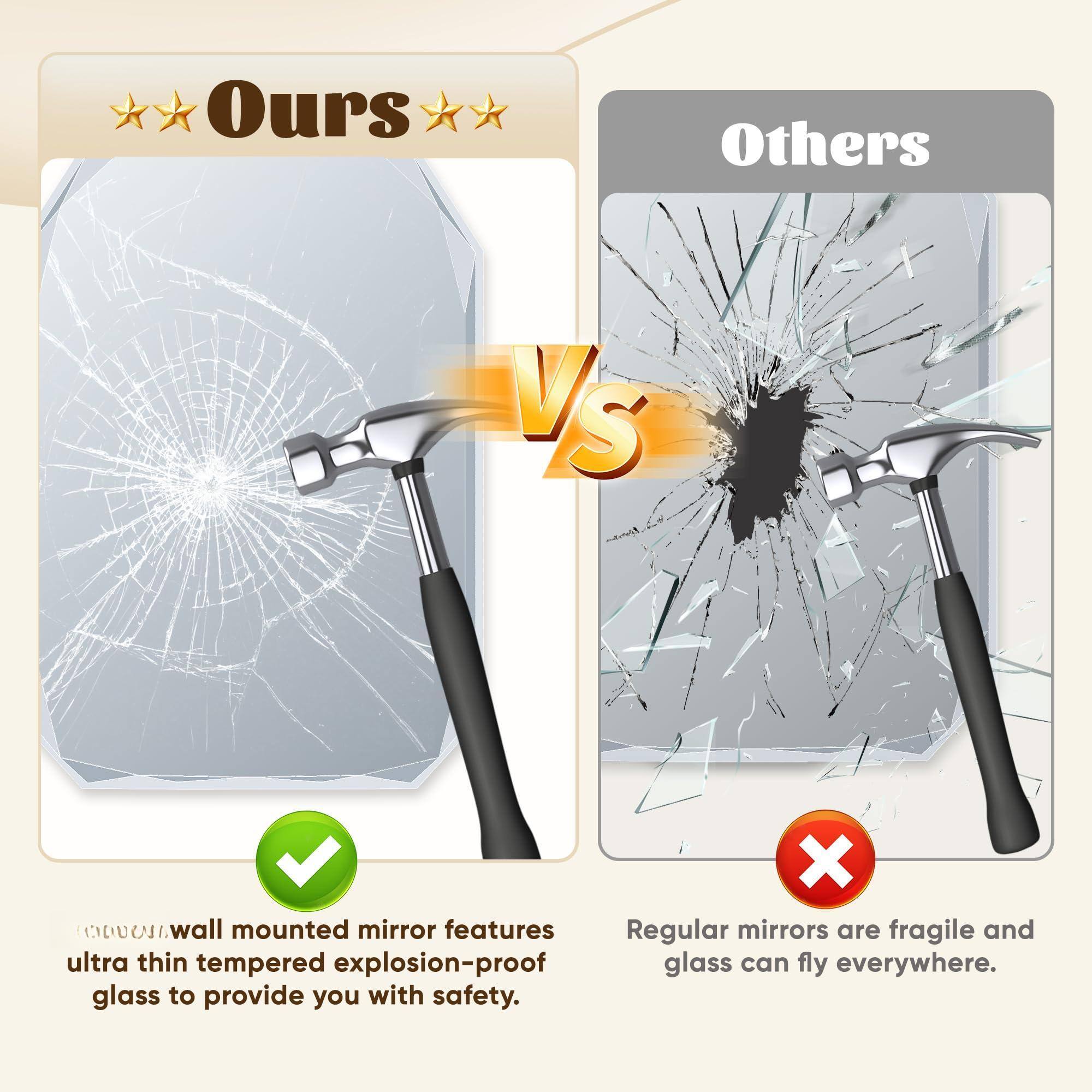 Comfort Essence Wall Mounted Bathroom Vanity Mirror 26"x38" Single ...