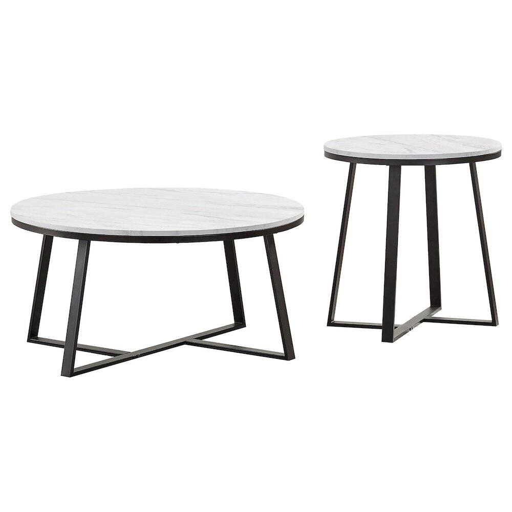 Coaster Co. of America Hugo 2 piece Coffee and End Table Set White Faux ...