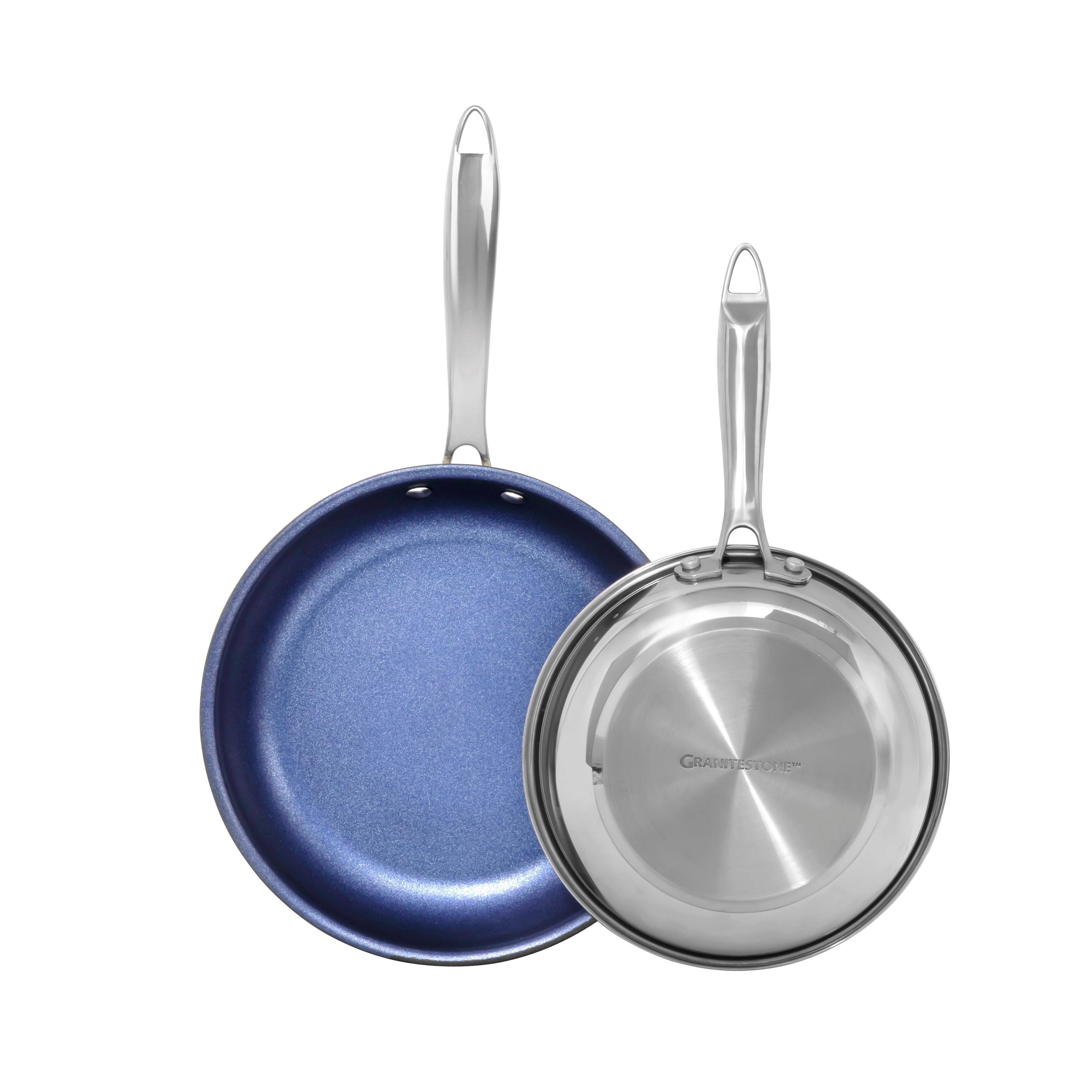 Granitestone Stainless Steel 9.5'' + 11'' Fry Pan Set Blue 7785 - Best Buy