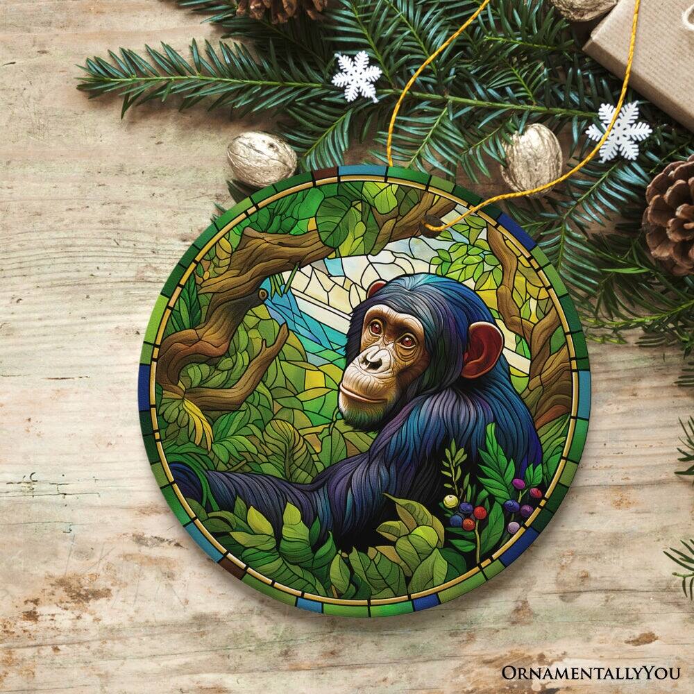 OrnamentallyYou A Primate Safari Chimpanzee Stained Glass Style Ceramic ...