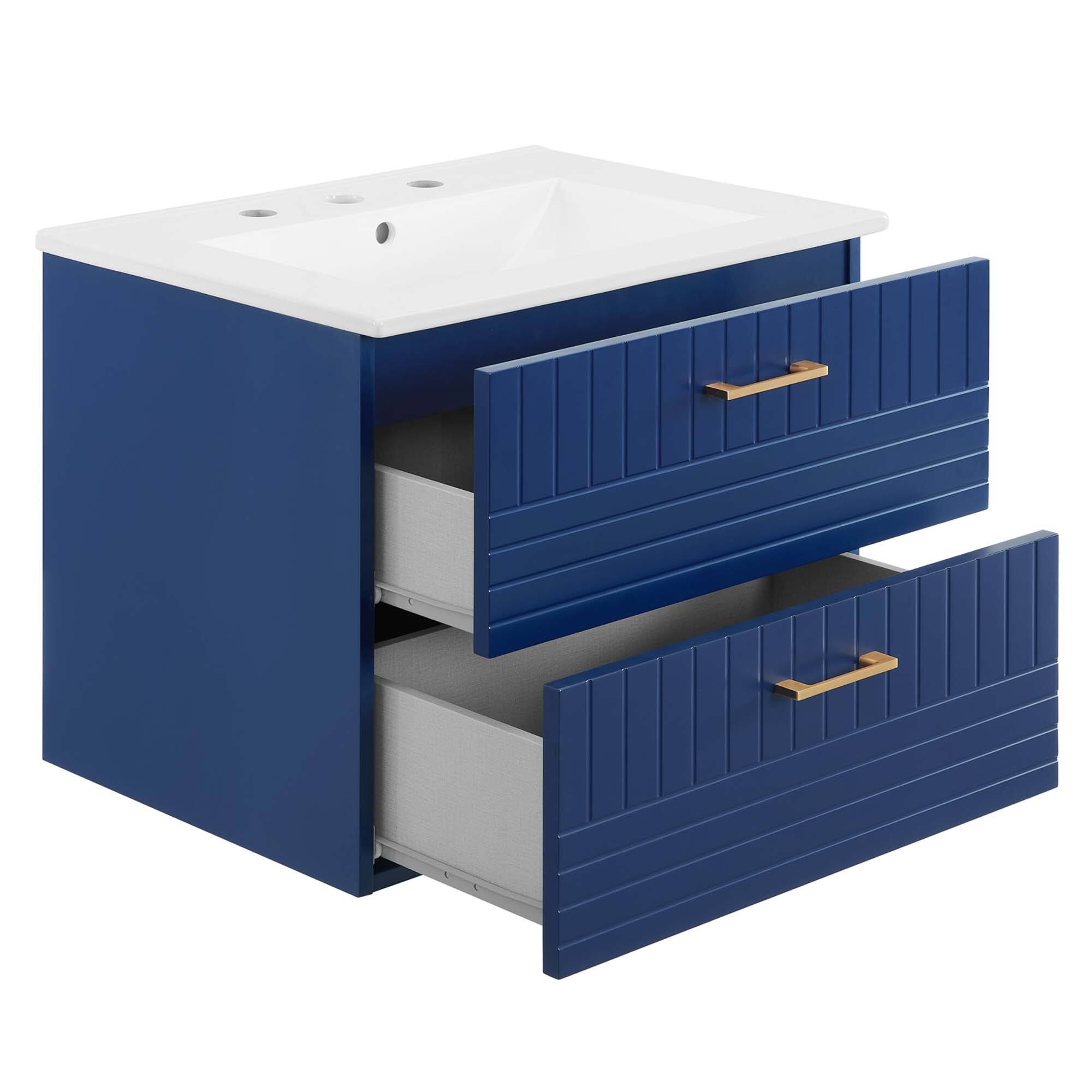 Daybreak Wall Mount Bathroom Vanity Basin Included by Modway Blue White ...