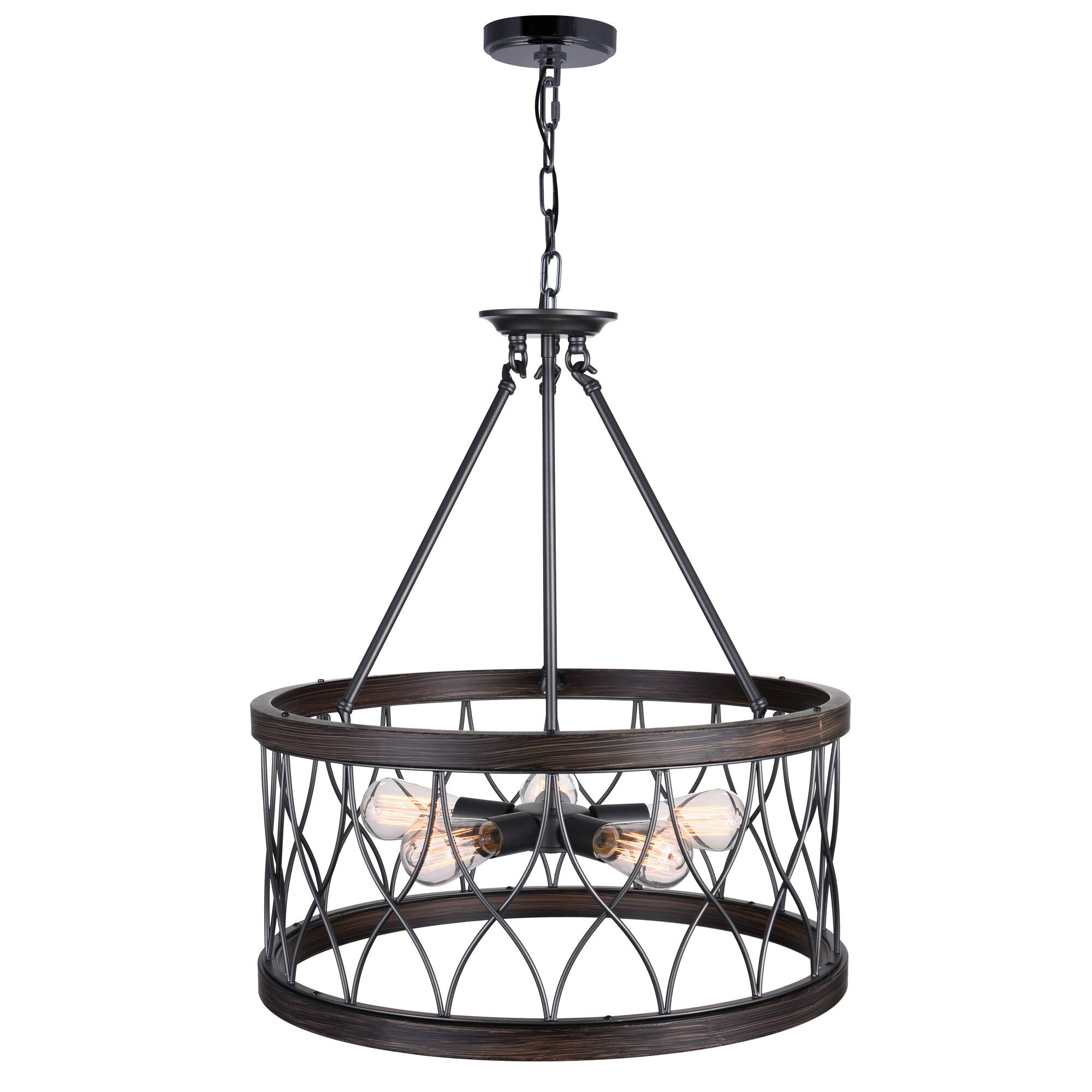 CWI Lighting Amazon 5 Light Drum Shade Chandelier With Finish Gun Metal ...