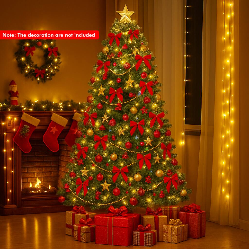 BreeBe Artificial Xmas Tree 6FT 7FT 8FT – Remote Control LED with Color ...