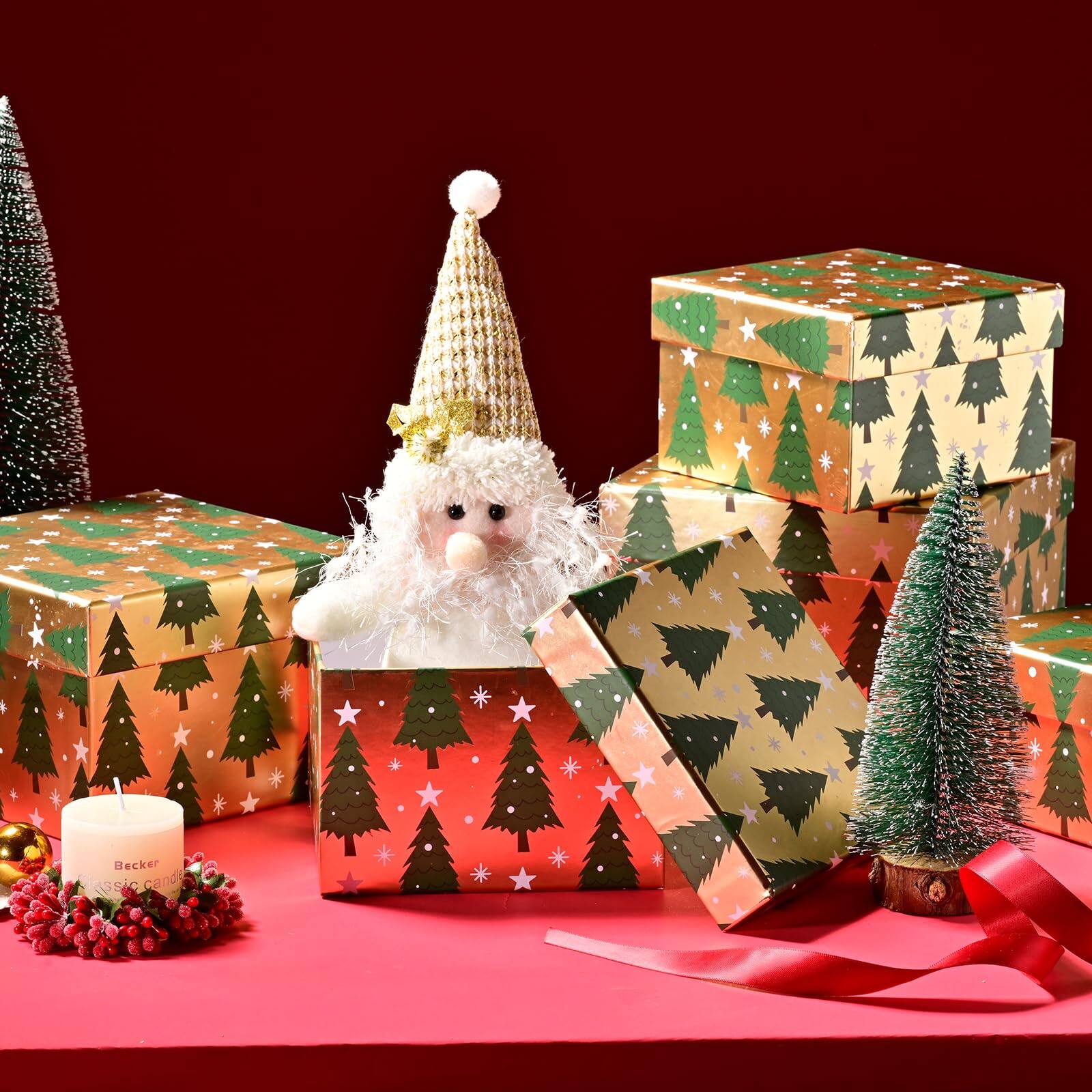 Paradigms Interiors Christmas Nesting Gift Boxes Set Foil Green Xmas ...