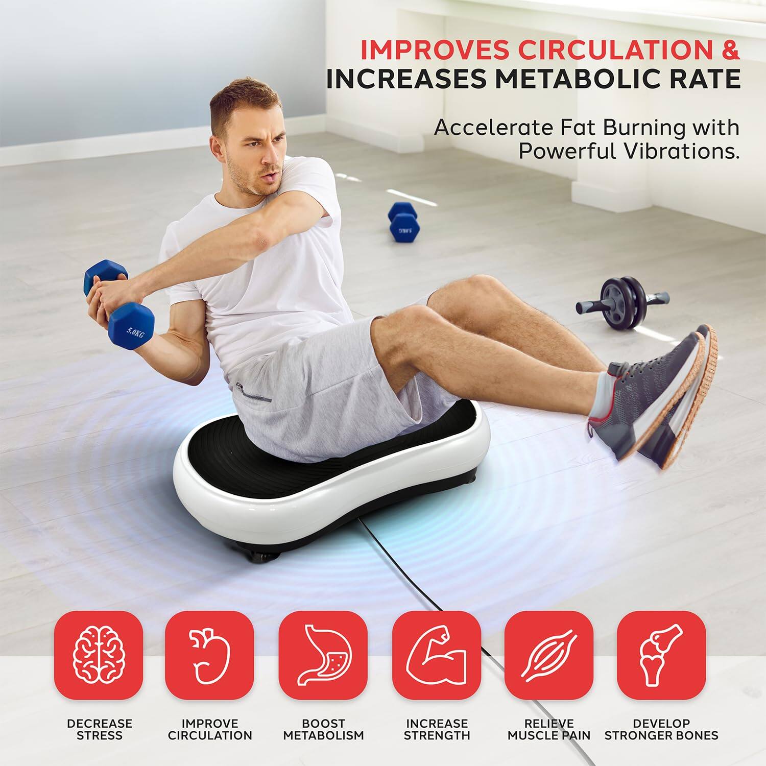 Hurtle Vibration Plate Machine – Adjustable 1–99 Speeds, Quiet ...
