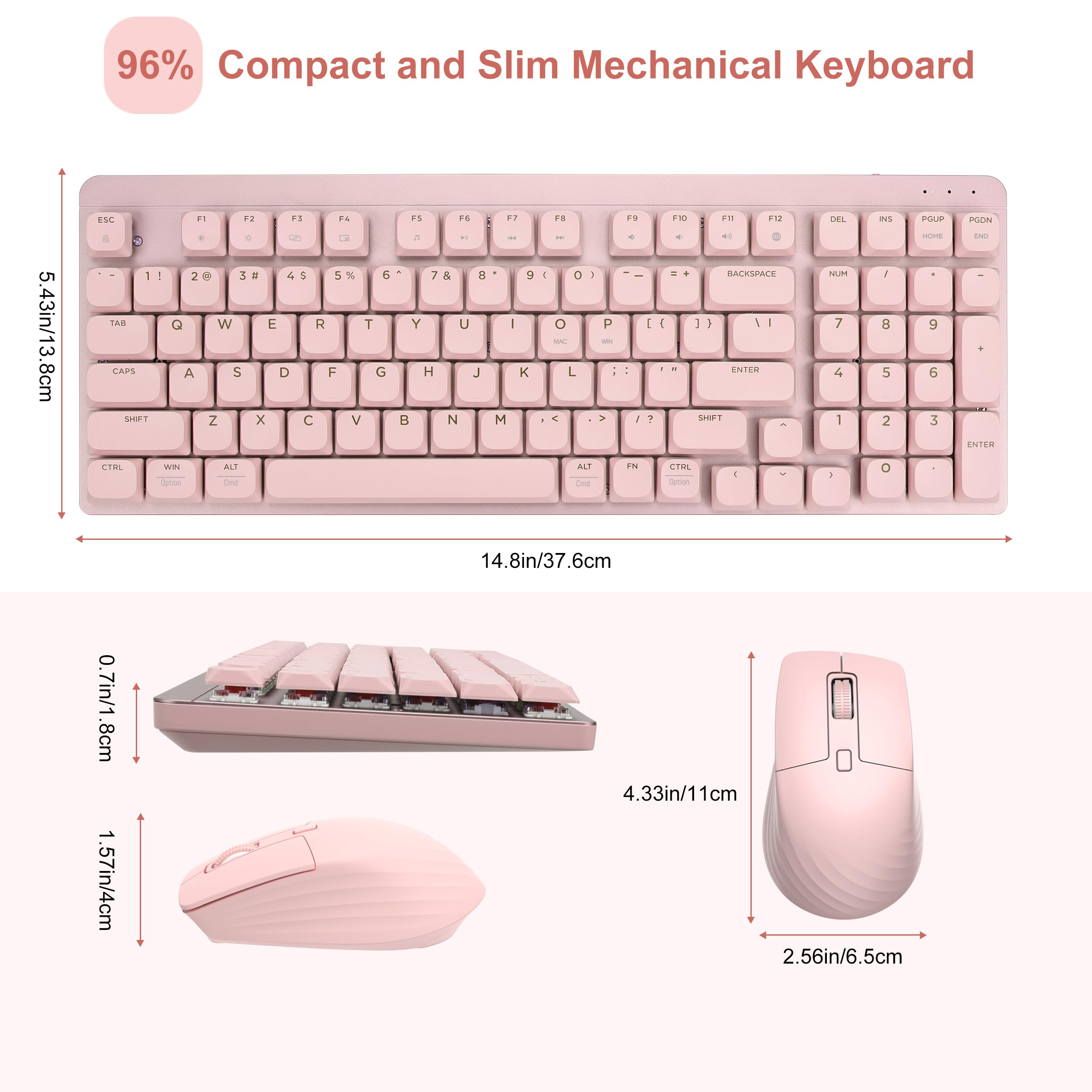 Earthley Blooms Fa98 Wireless Mechanical And Mouse 2.4ghz Cordless ...