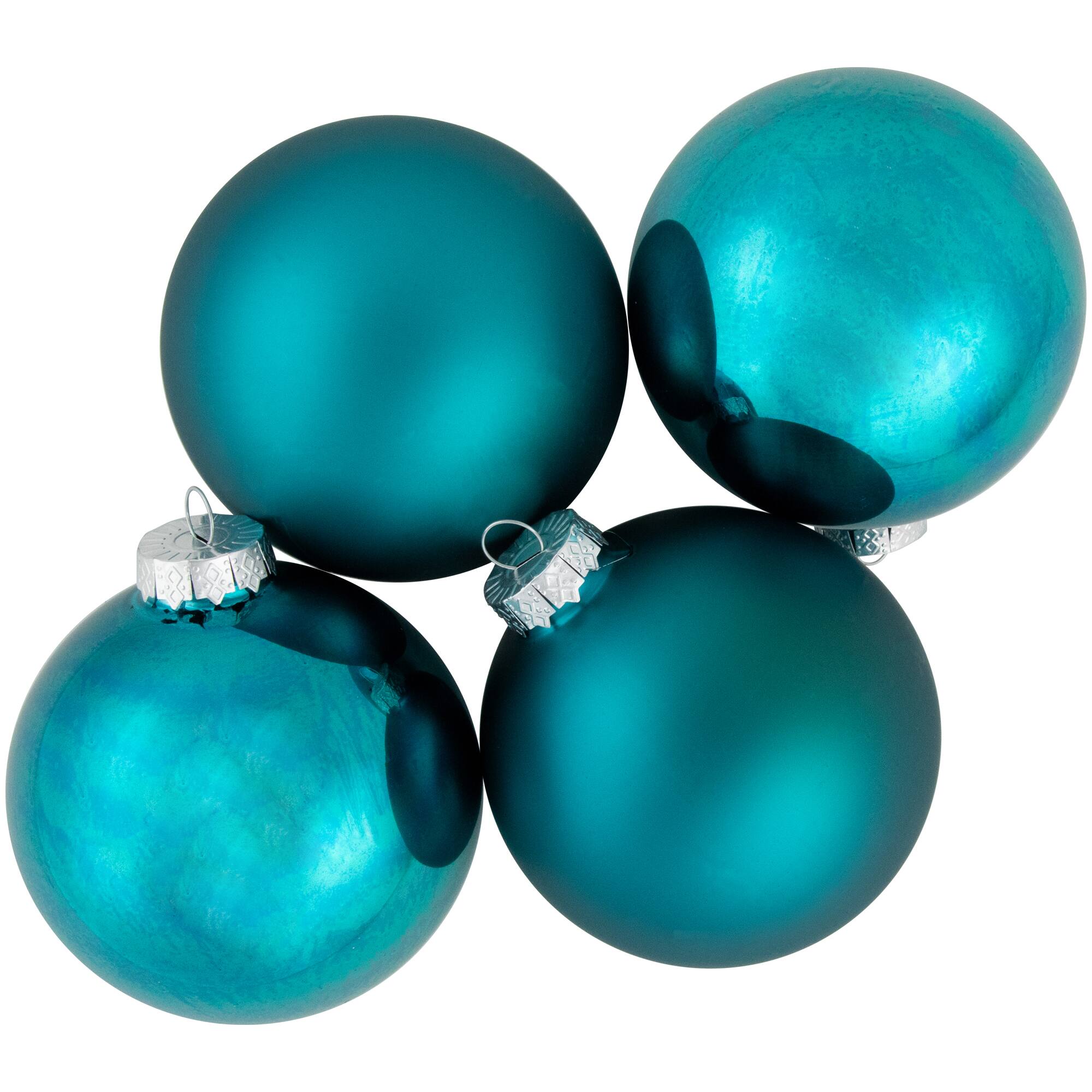 Northlight 4ct Turquoise 2 Finish Glass Ball Christmas Ornaments 4 Blue 32627456 Best Buy