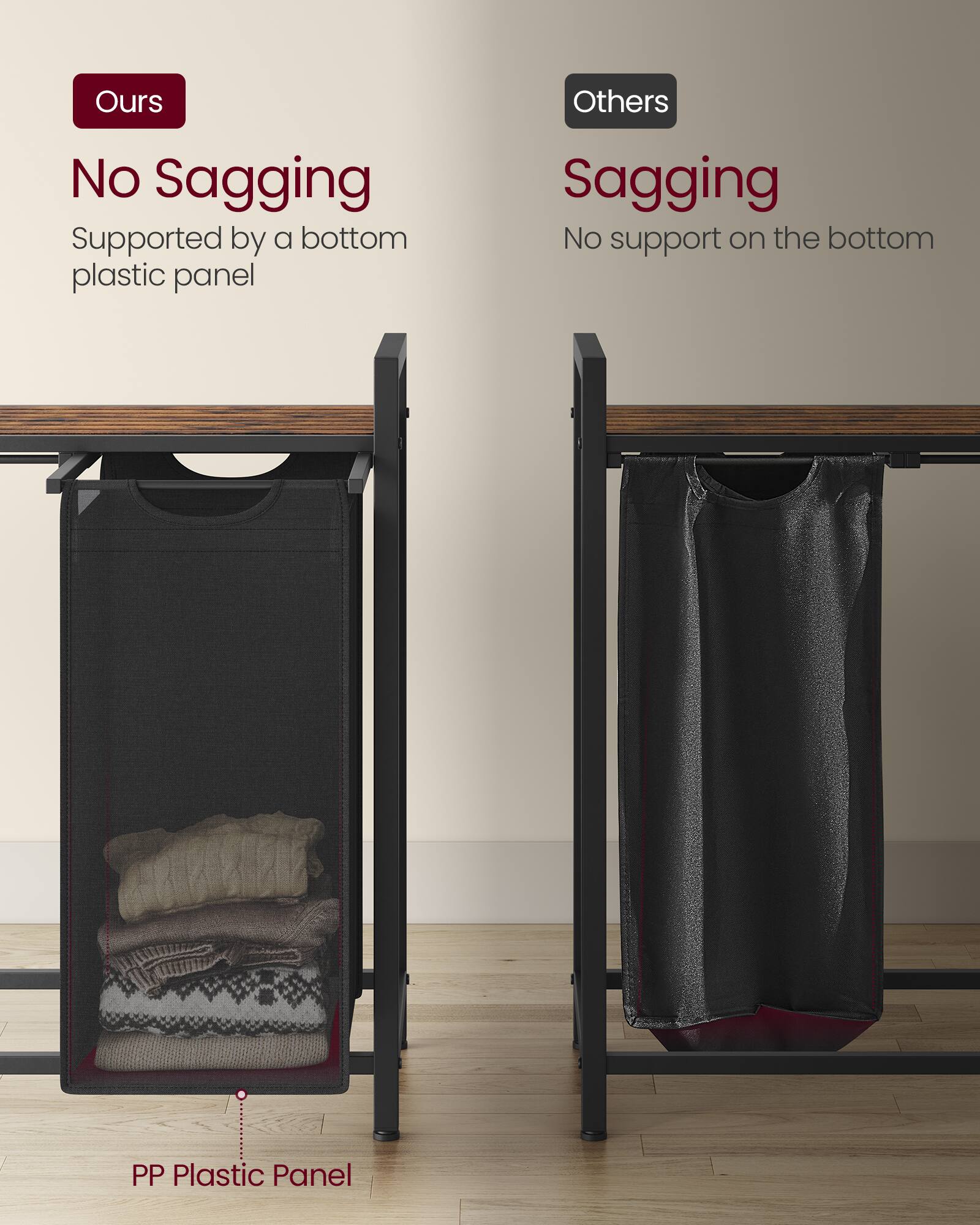 Songmics Home Laundry Hamper, Laundry Basket,Laundry Sorter with 5 Pull ...