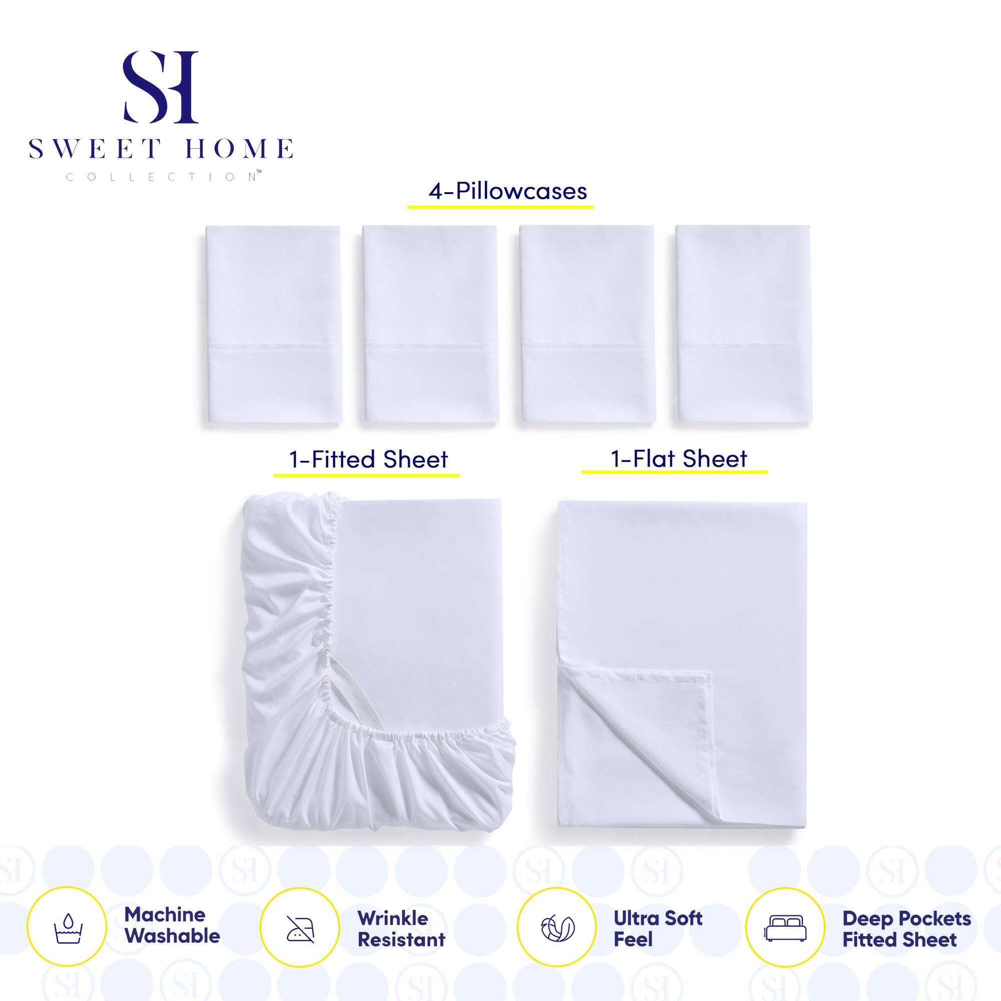 Sweet Home Collection Deluxe Microfiber Sheet Set with Bonus ...