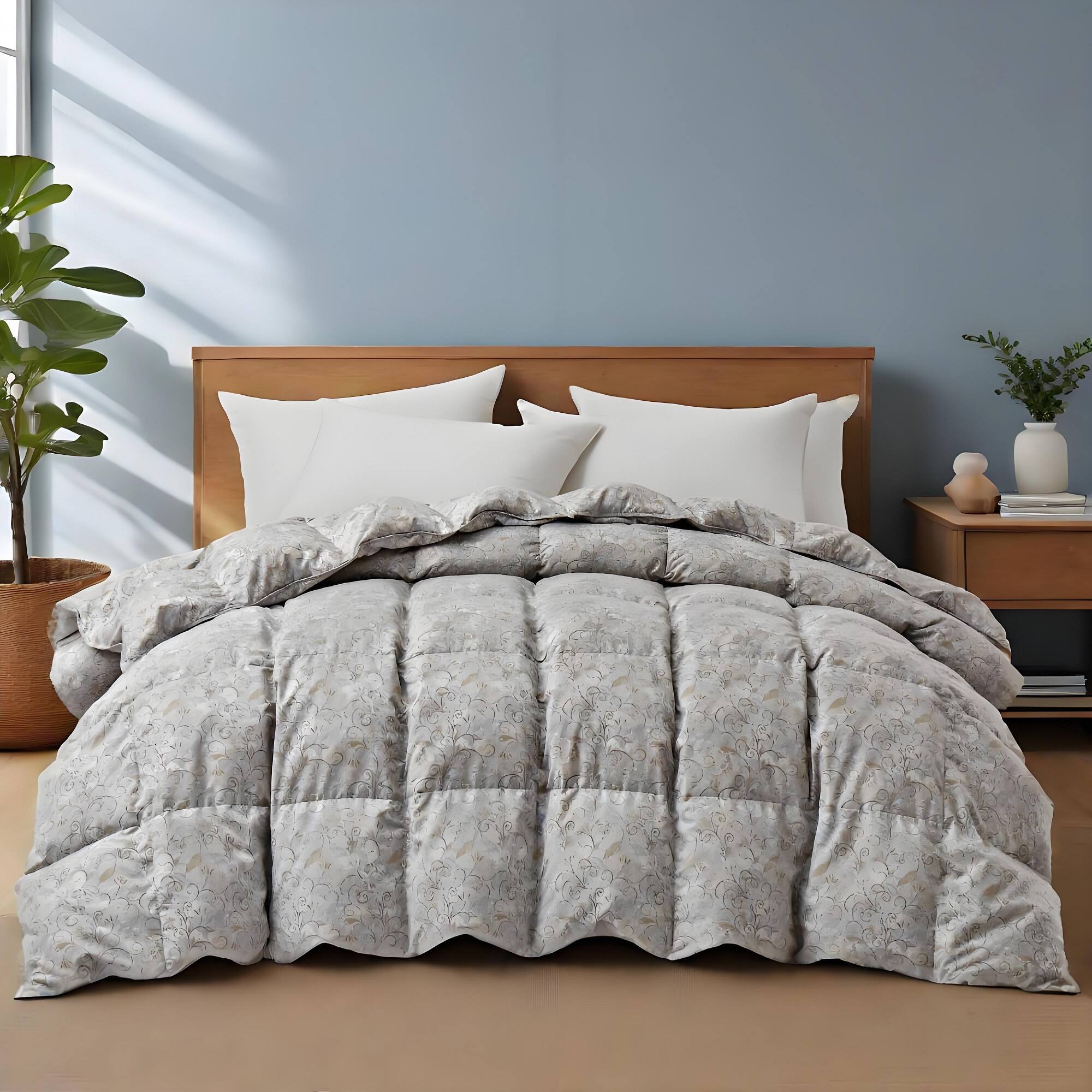 Peace Nest All Season Paisley Floral Goose Feather Fiber Comforter ...