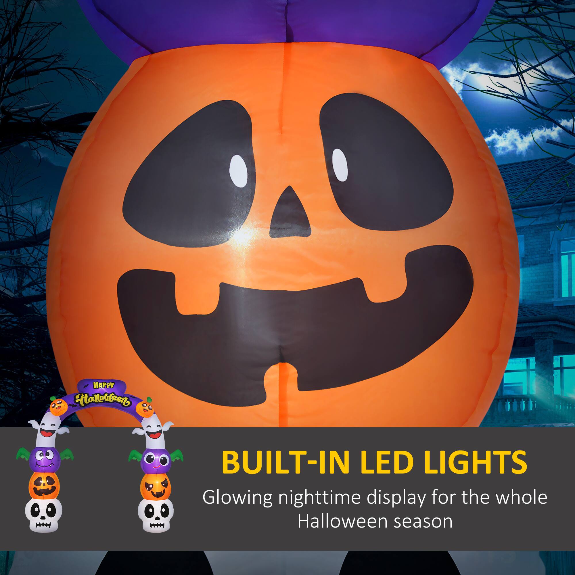 Outsunny 8ft Large Halloween Inflatable Archway, Blow Up Lighted ...