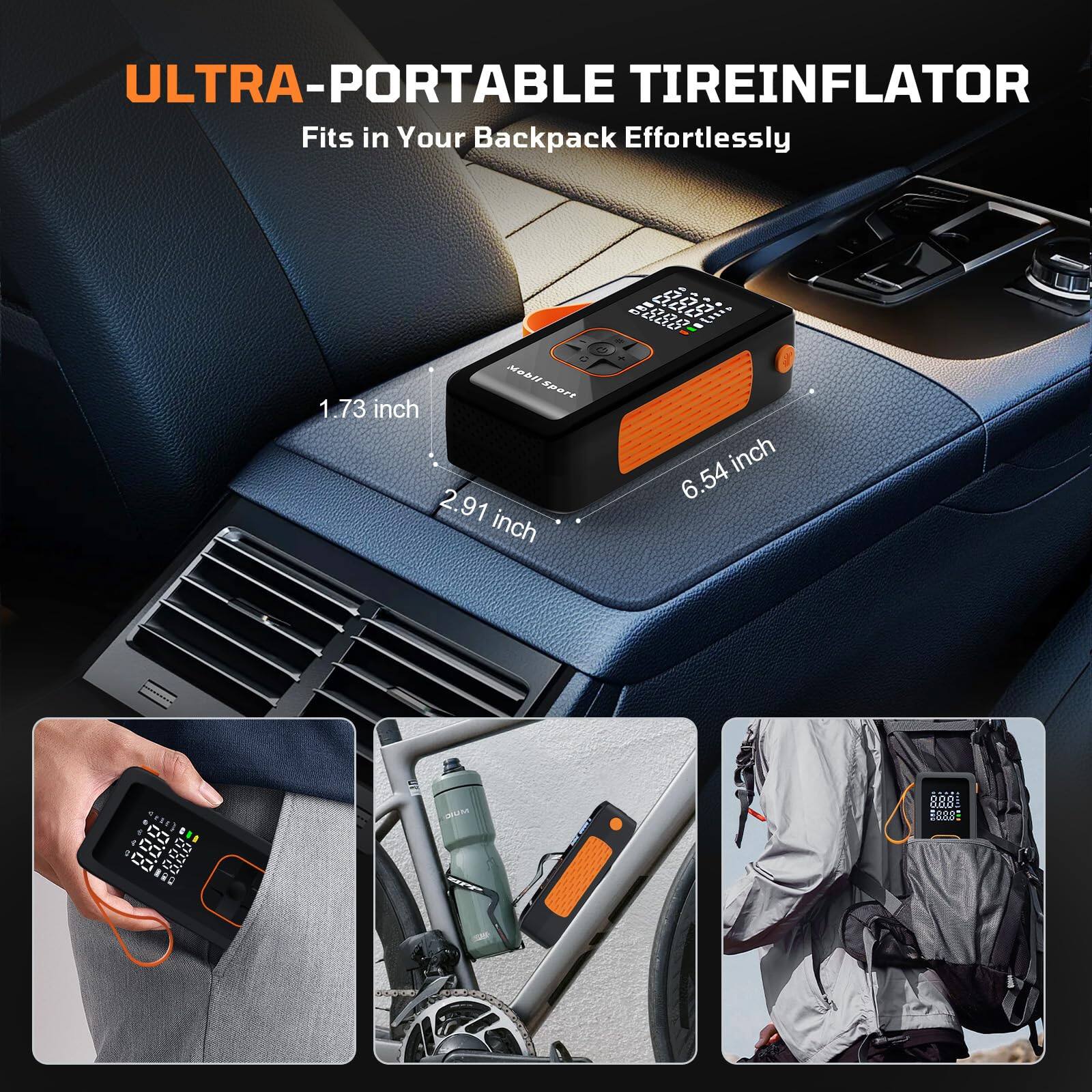 JETRANSPORT Tire Inflator Portable Air Compressor 180 Psi Pump For Car Tires With Digital Gauge ...