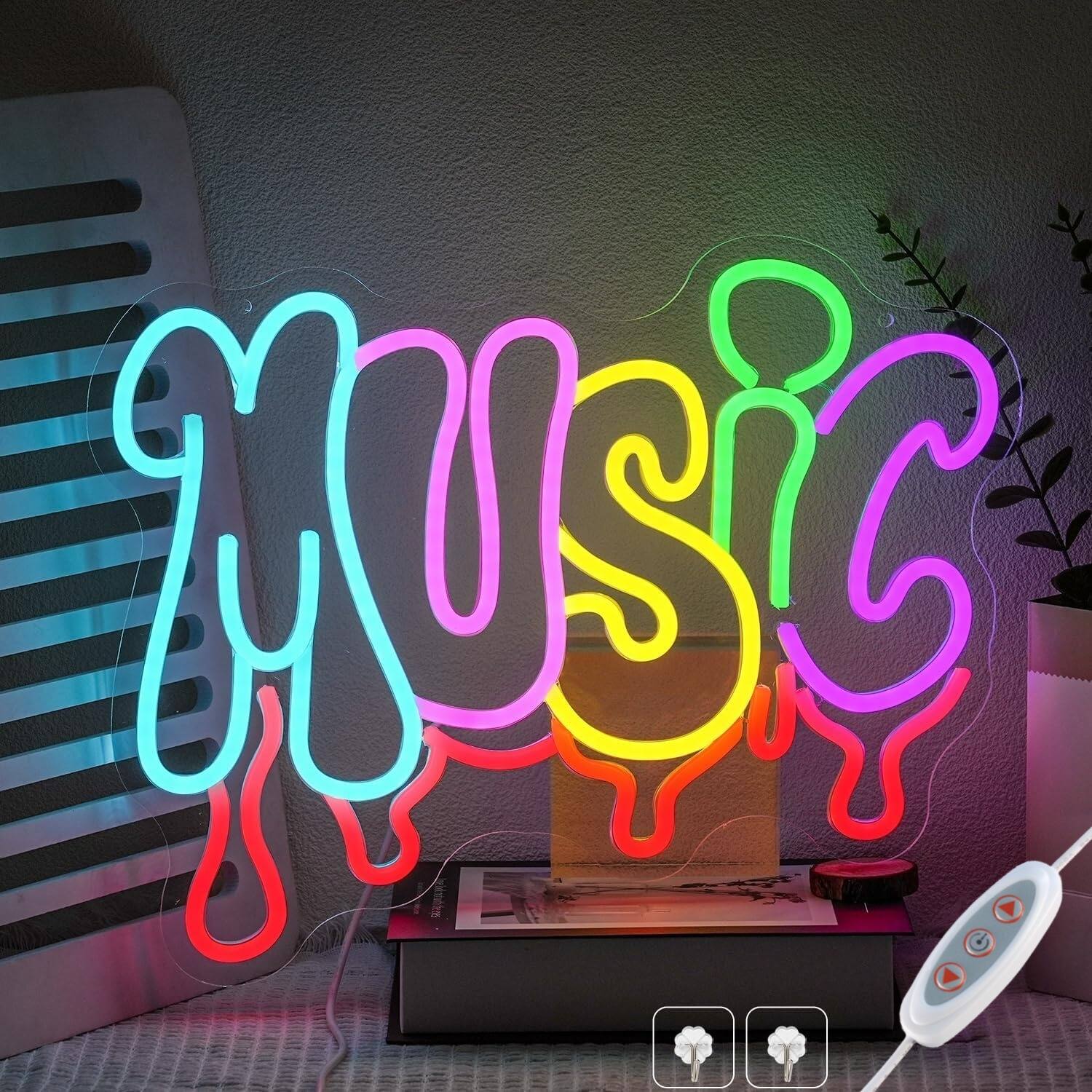 Auledio Music Neon Sign for Wall Decor, Colorful Letter Neon Light ...