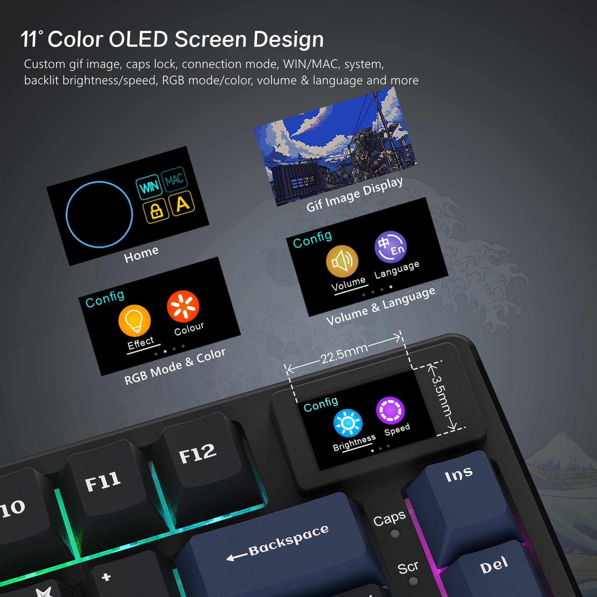 HM 1810 K80 75 With Color Multimedia Display Mechanical Gaming Wired Hot Swappable Gasket Mount ...