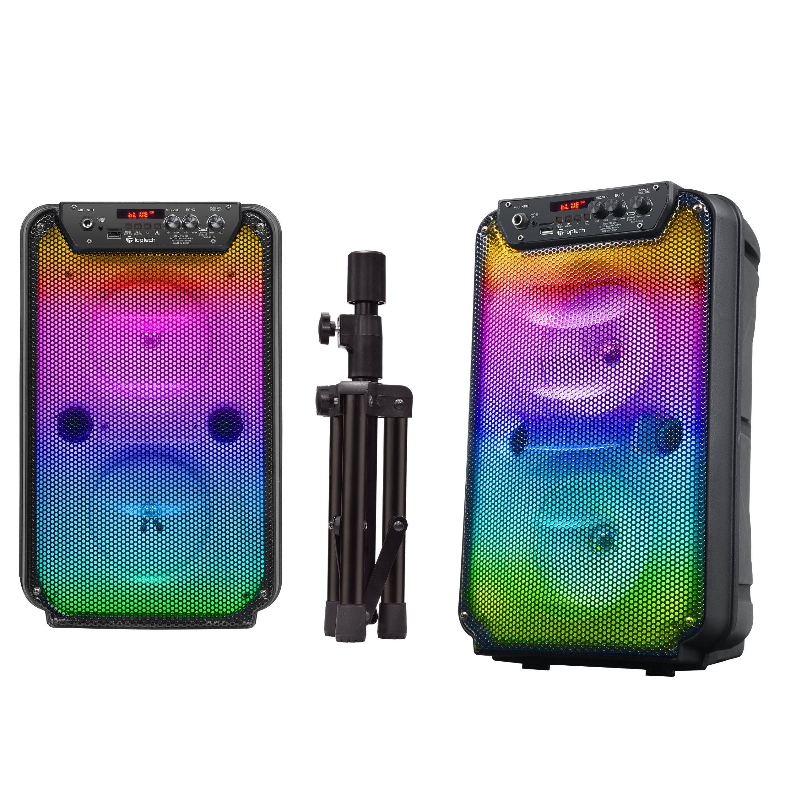 TopTech TTA 206 Dual 6'' Woofer Bluetooth Speaker with Stand & LED ...