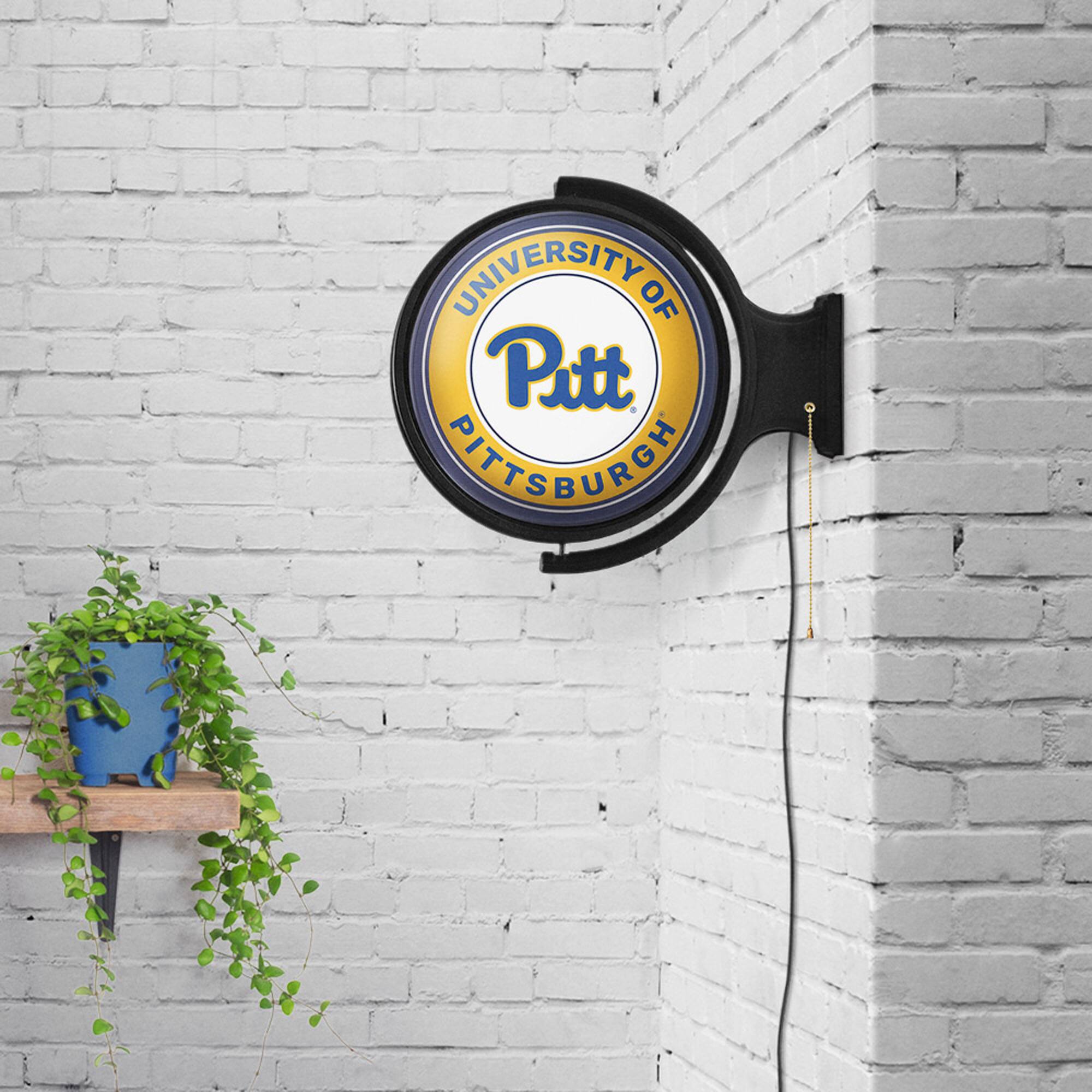 The Fan Brand Pitt Panthers Team Logo 21'' x 23'' Rotating Lighted Wall ...