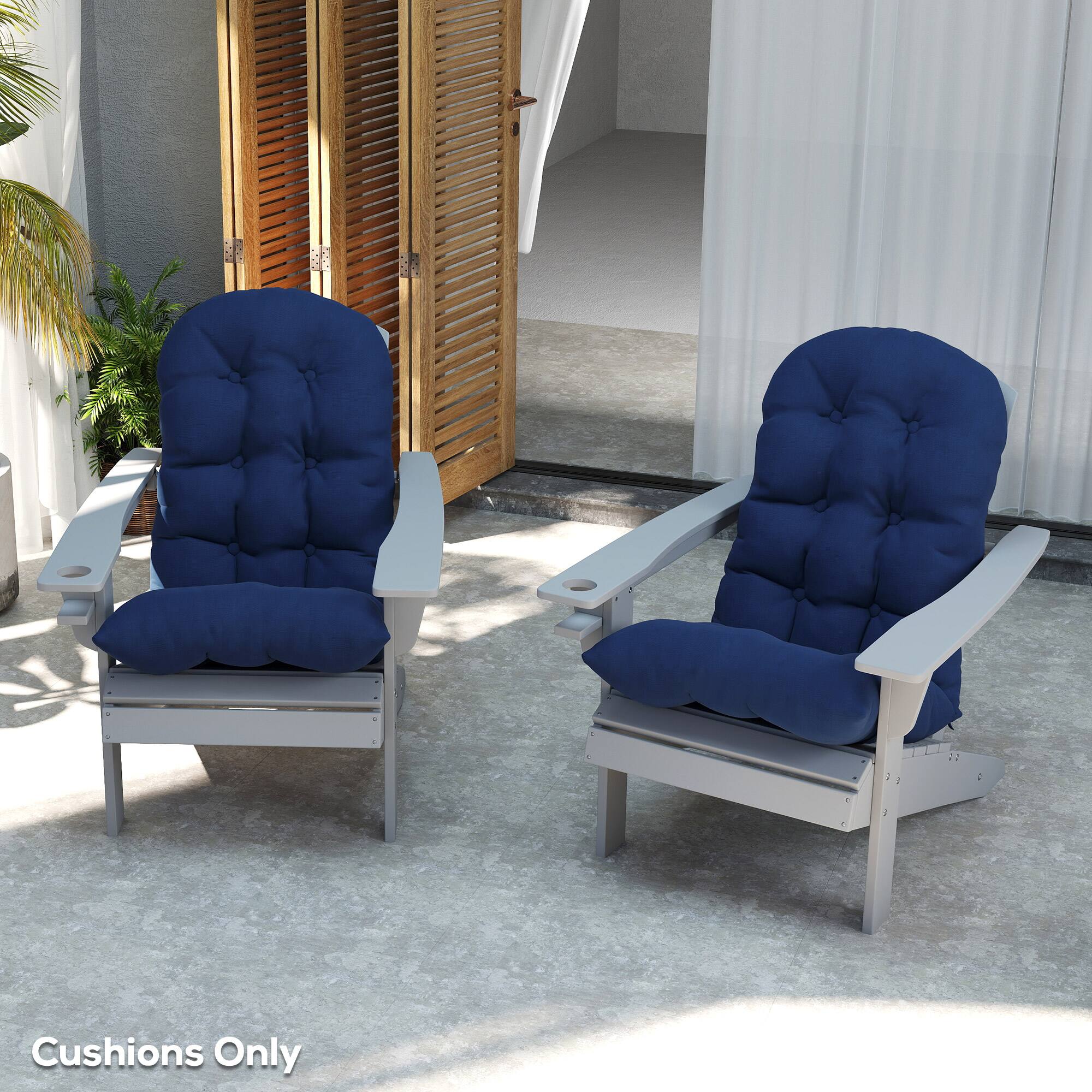 Outsunny Outdoor Adirondack Chair Cushions Set of 2, Tufted High Back ...