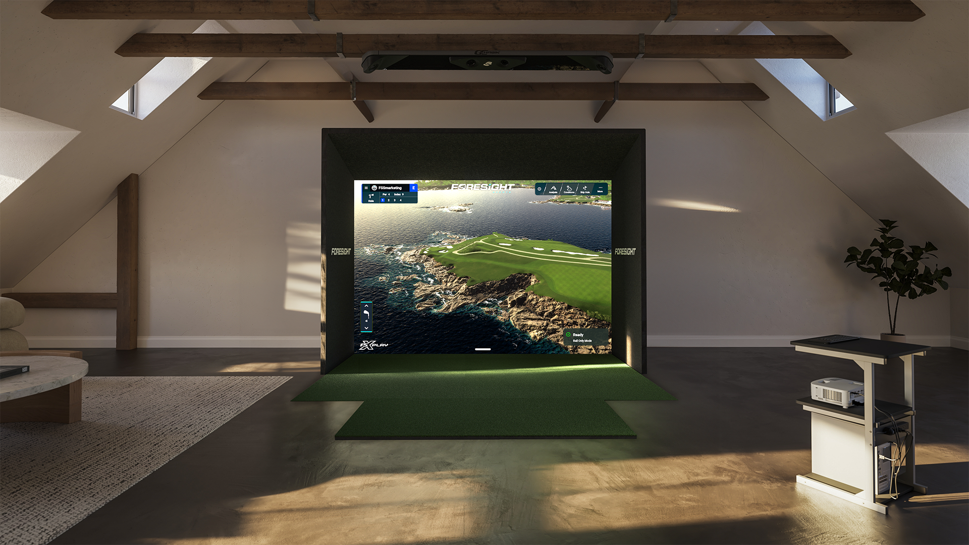 Foresight Sports Complete Golf Sim Package w/ GCHawk Launch Monitor ...