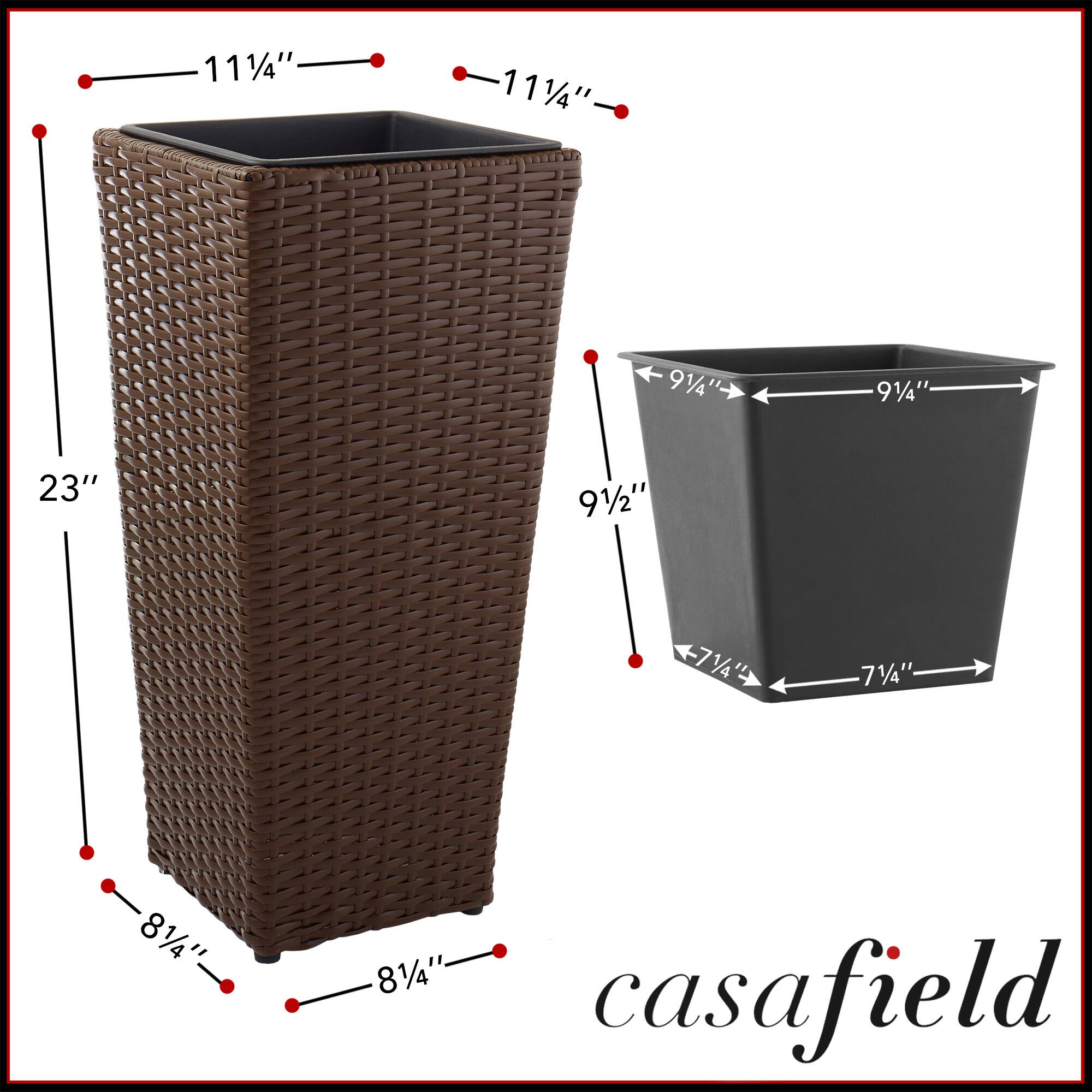 Casafield Set of 2 Tall Outdoor Planters with Removable Flower Plant ...