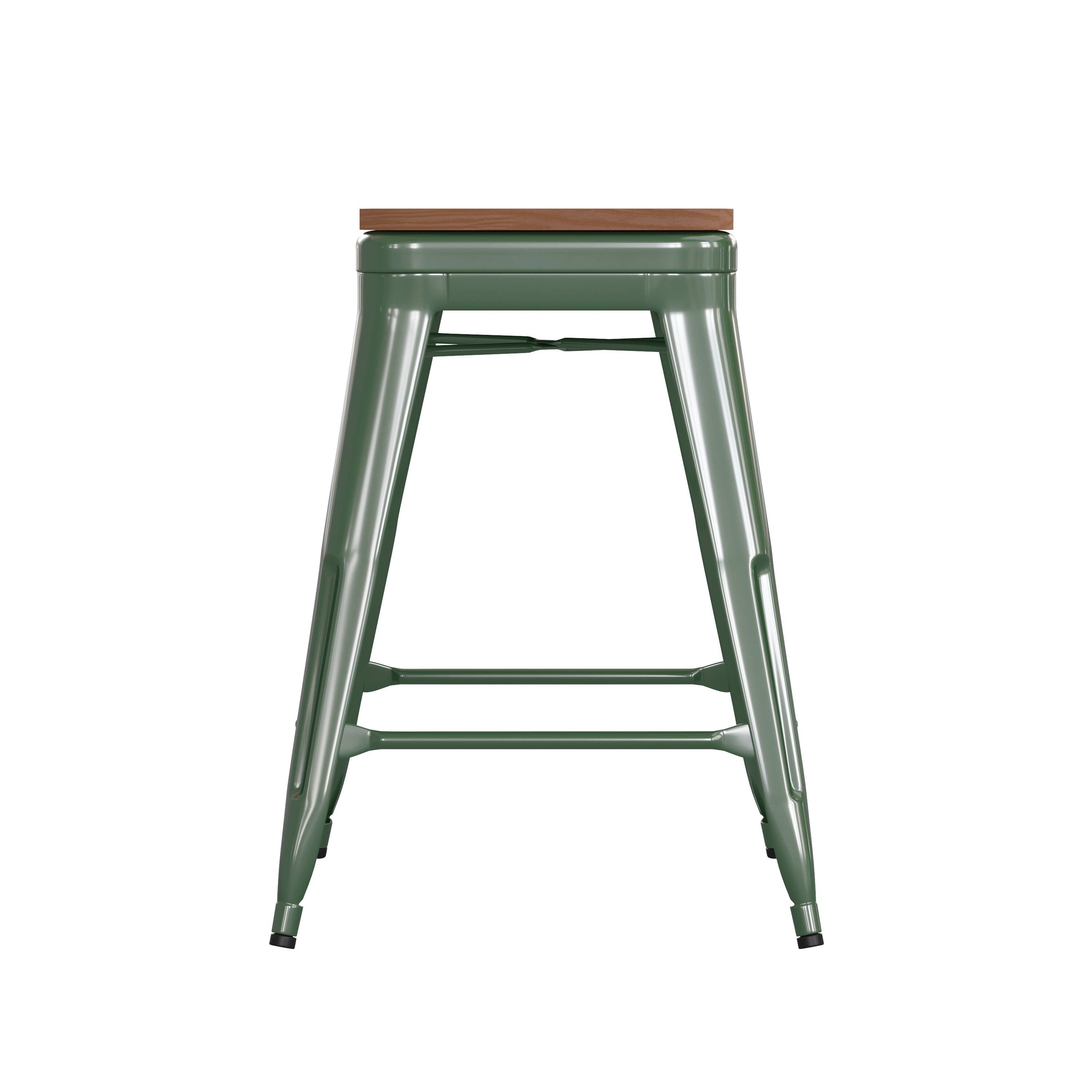 Emma + Oliver Kam Backless Metal Indoor Outdoor Stool with All Weather ...