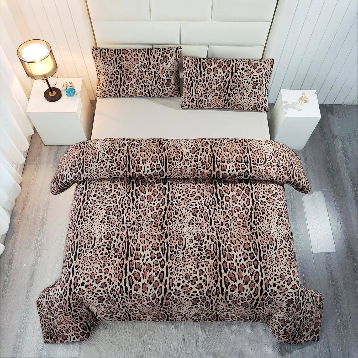 Paradigms Interiors Comforter Set Soft Leopard Print Bedding For ...