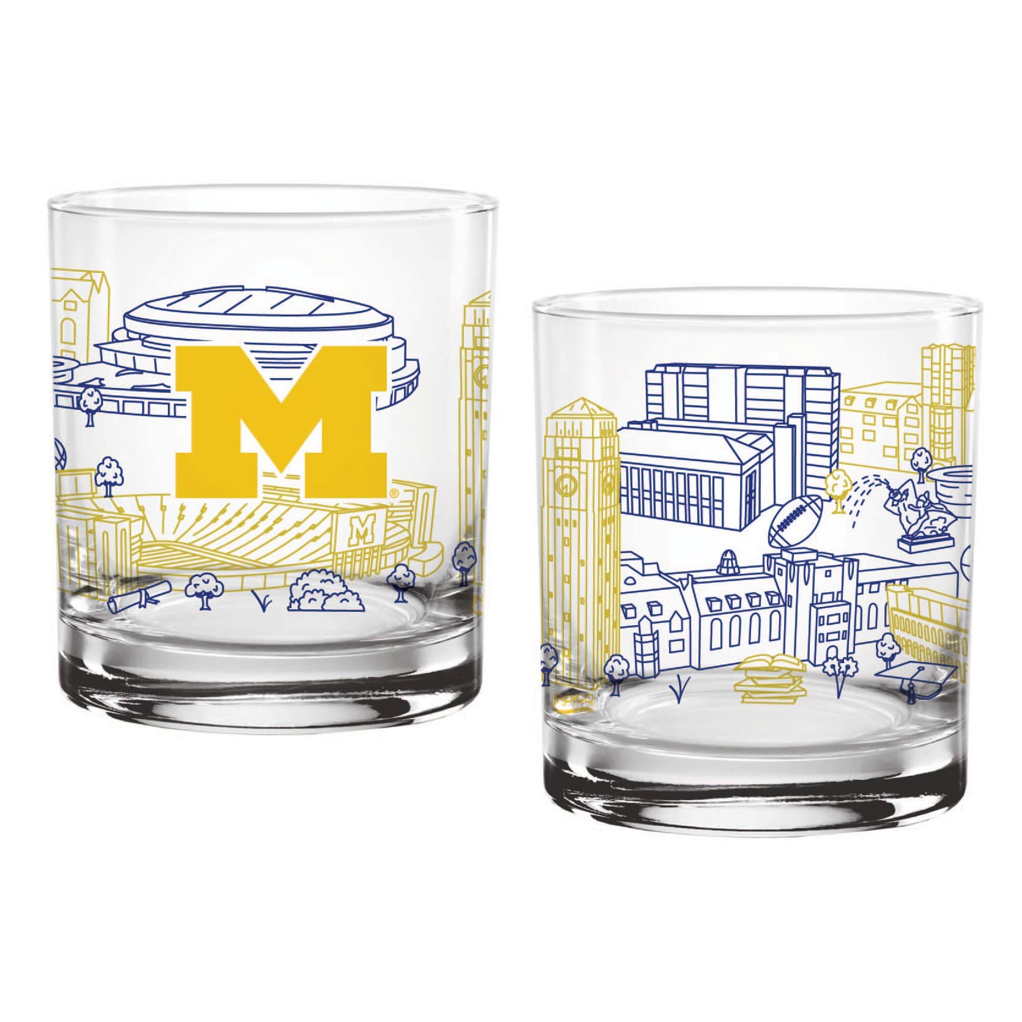 Indigo Falls Michigan Wolverines Two Pack 14oz. Campus Line Art Glass ...
