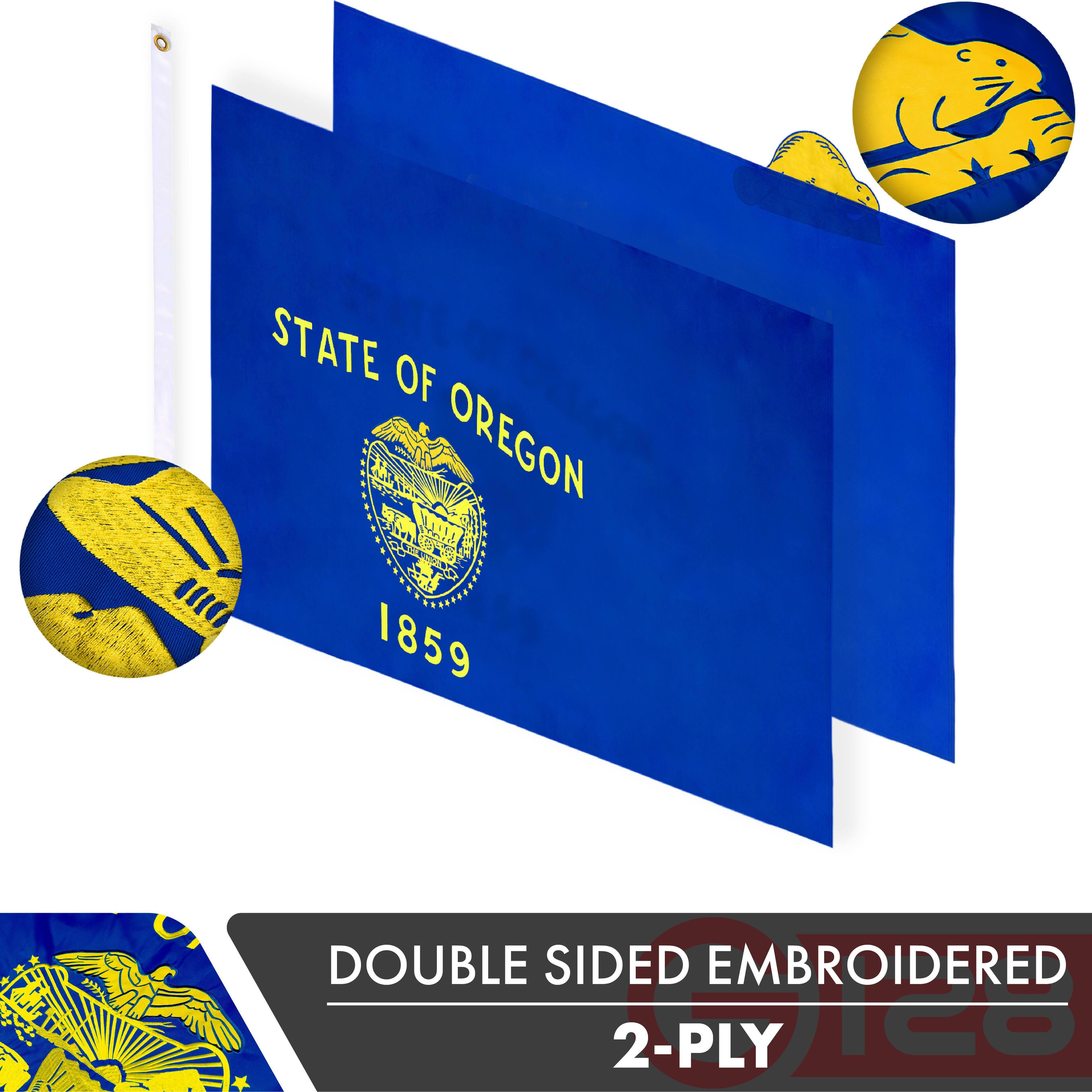 G128 Embroidered Double Sided Oregon State Flag 210D Polyester 3x5 ft 2 ...