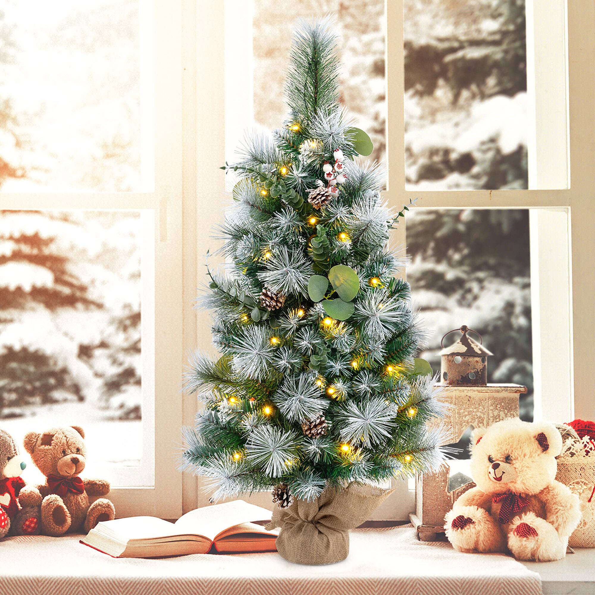 Gymax 3 FT Artificial Christmas Tree w/ 98 Branch Tips Pine Needles ...