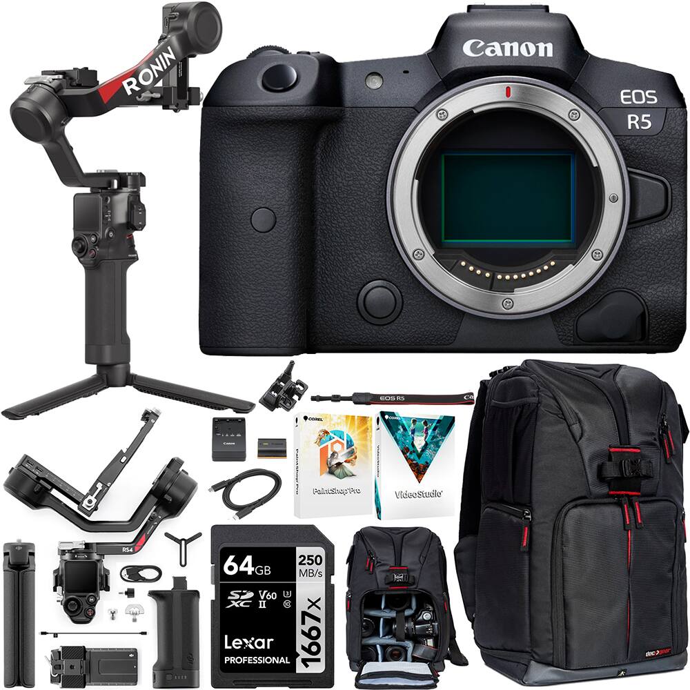 Canon EOS R5 Mirrorless Camera Body, 45MP IBIS & 8K Video + DJI RS 4 ...