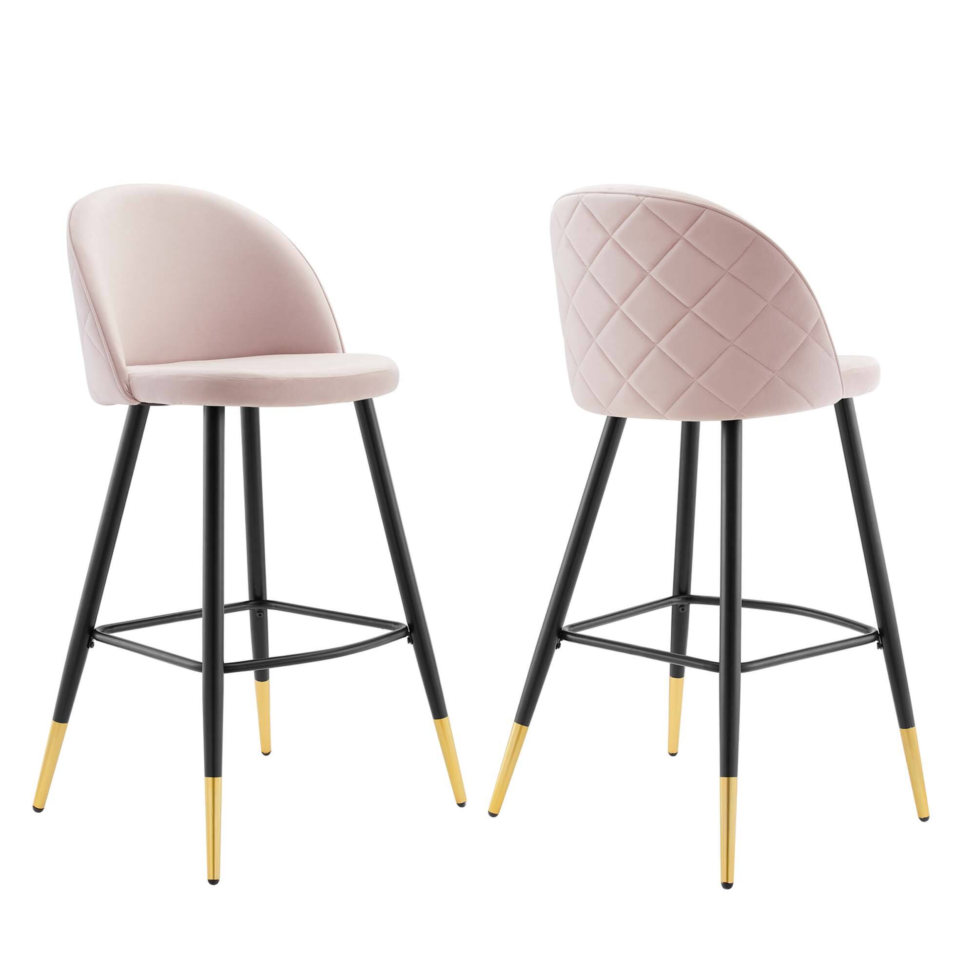 Cordial Performance Velvet Bar Stools Set of 2 by Modway Pink EEI-4527 ...