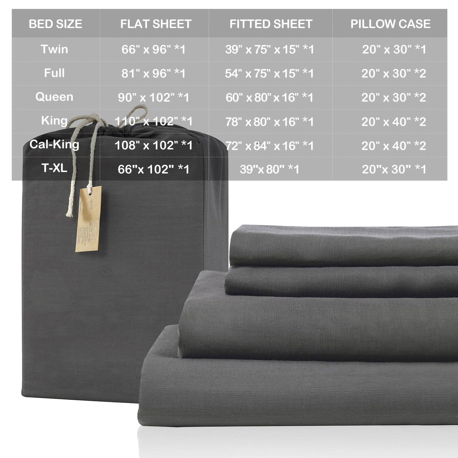 Dapper Styles Charcoal Linen textured Bed Sheets Set Rayon Cotton Linen ...