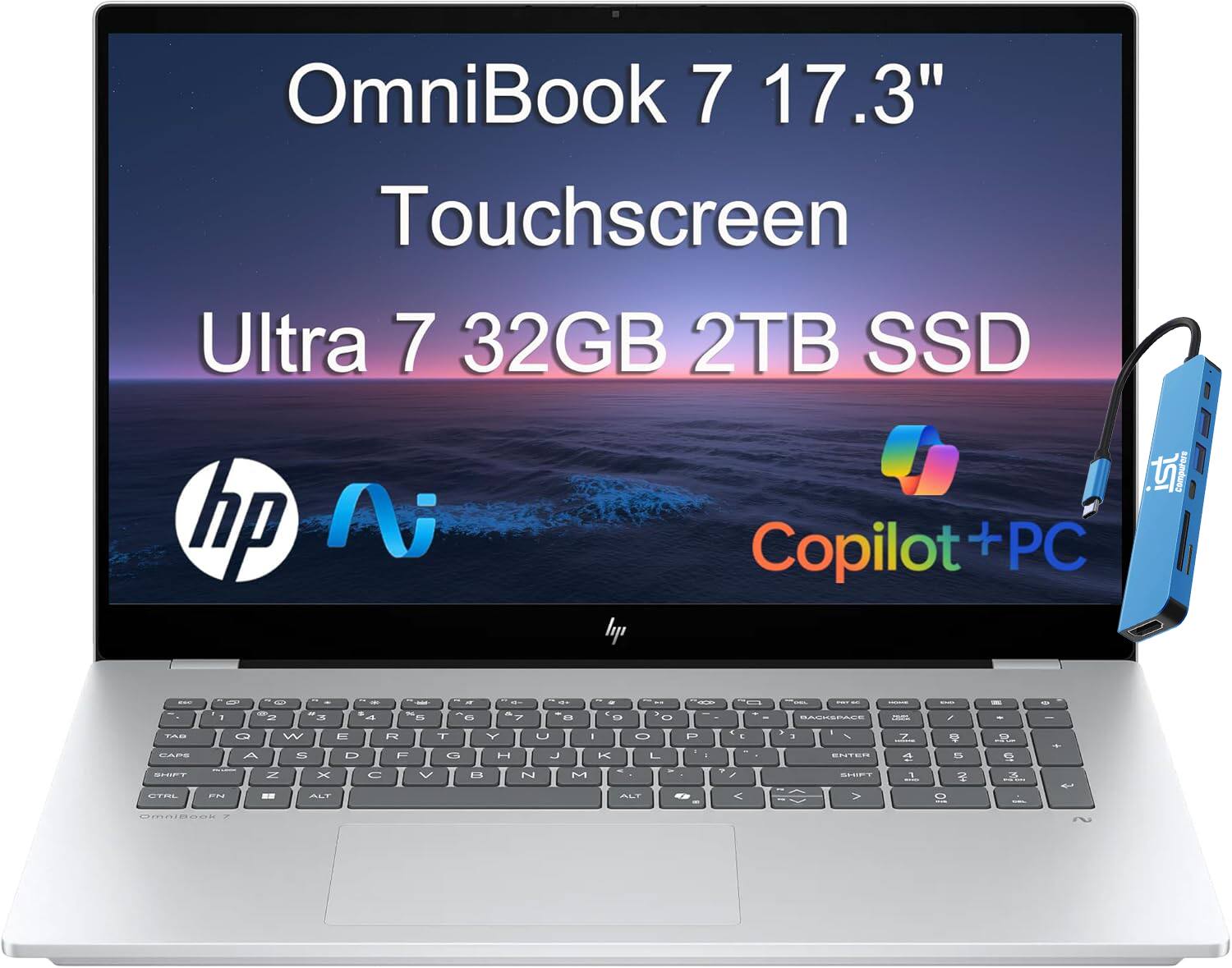 HP OmniBook 7 17.3 WUXGA Touch Laptop Copilot+PC Intel Core Ultra 7 32 ...