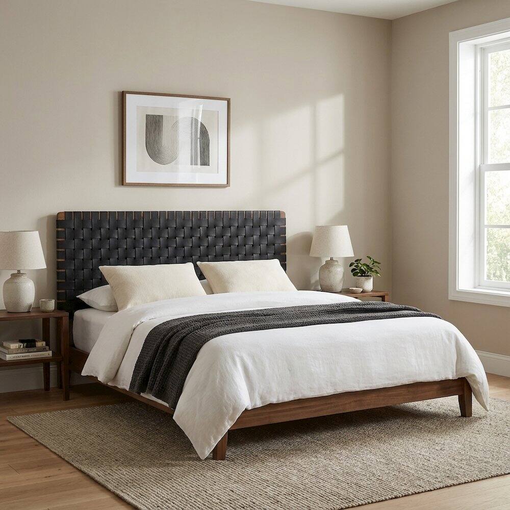 FurniFact Vegan Leather Queen Headboard Wall Mount Design with ...