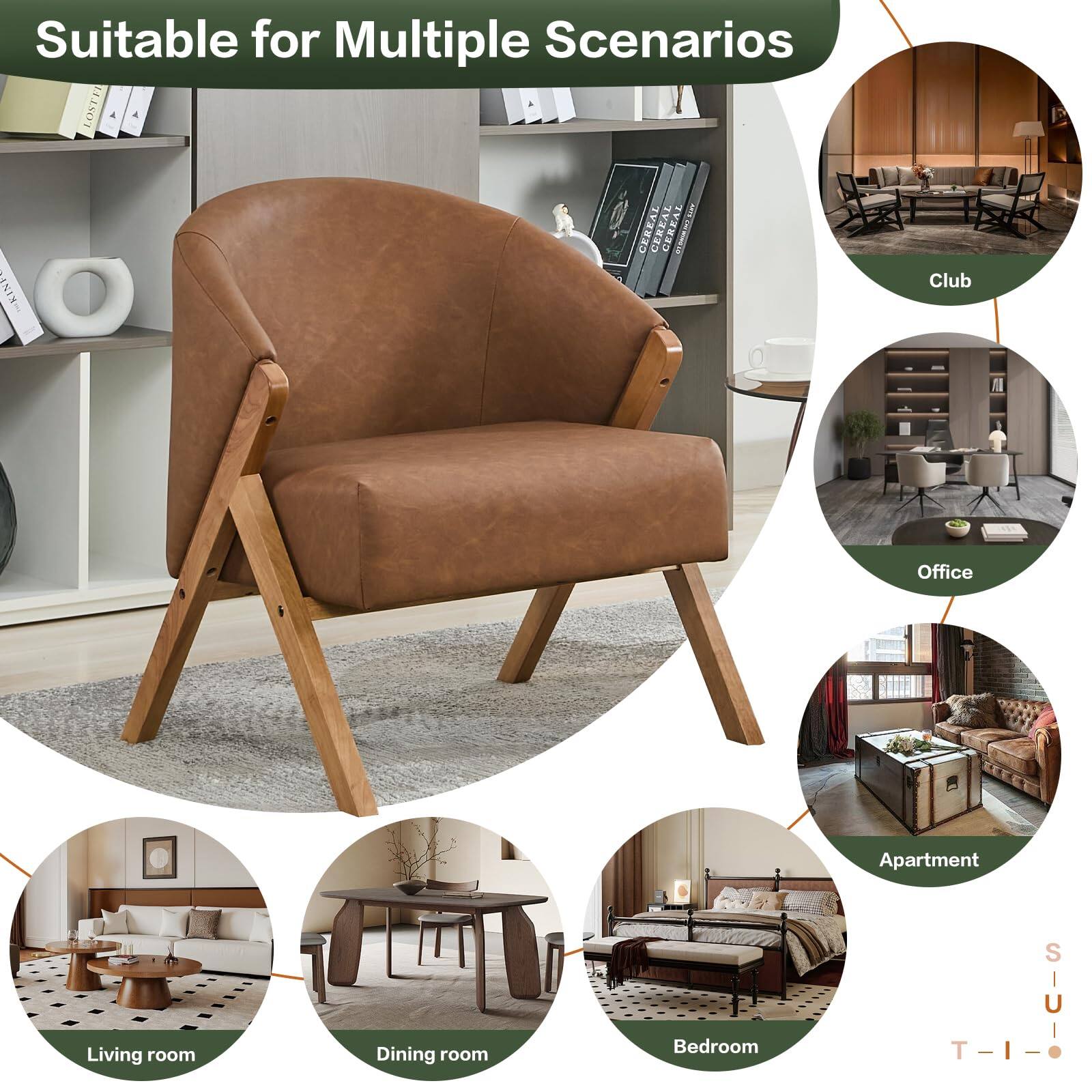 Jojoka Mid Century Accent Chair, Upholstered Armless Reading Chair with ...
