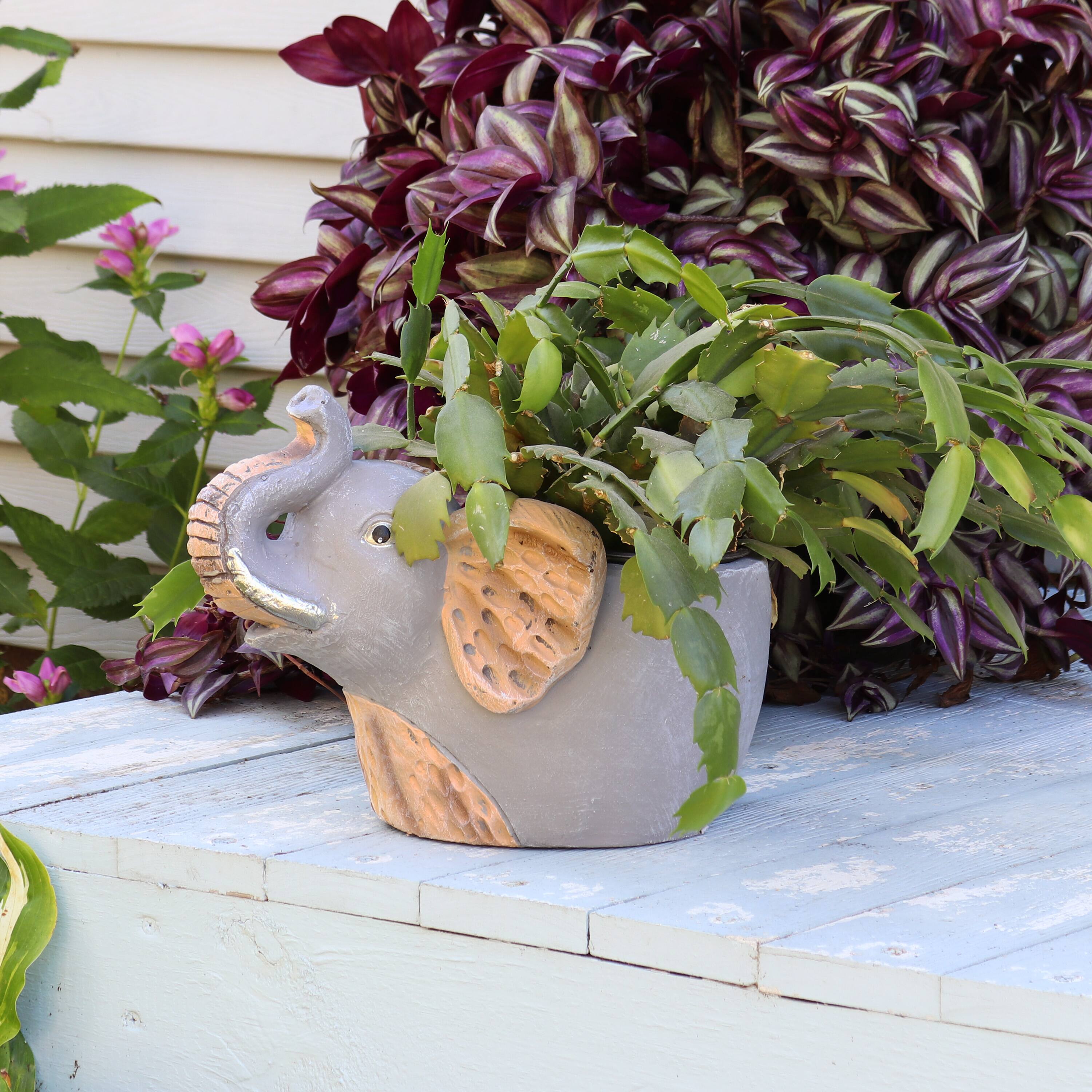 Sunnydaze Magnesium Oxide Elsie the Elephant Indoor Plater Statue 8.5 ...