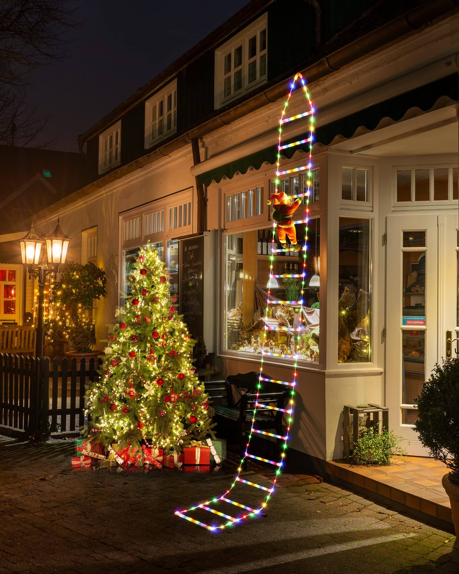 NICHOLAS KLEIN Led Christmas Lights Decorative Ladder With Santa Claus ...
