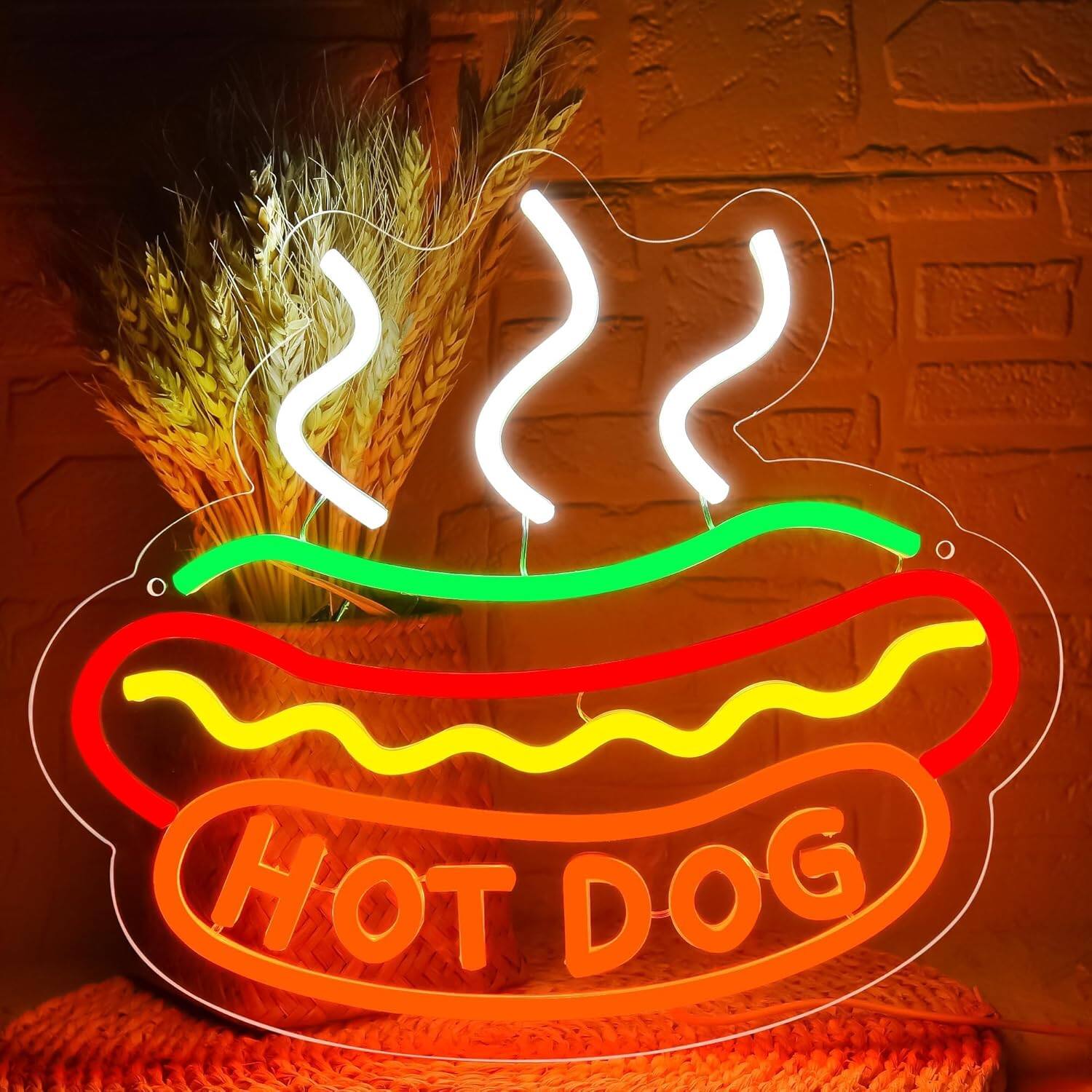 Auledio Hot Dogs Neon Sign for Wall Decor, Business Hot Dog LED Light ...