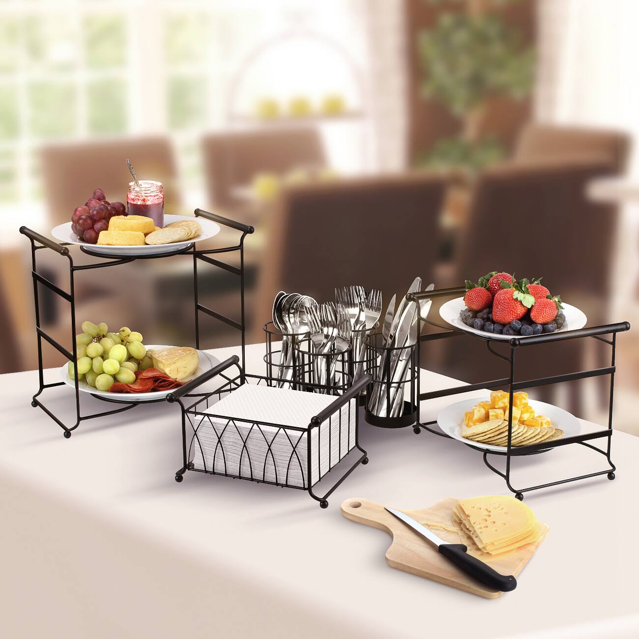 Sorbus Buffet Caddy, 7 Piece Stackable Set Includes Plate, Napkin, and ...