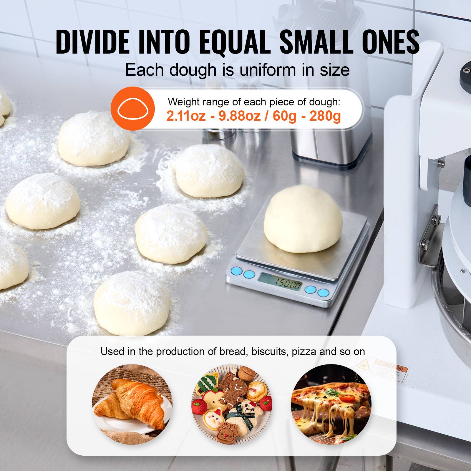 VEVOR Dough Divider Rounder, 18PCS Manual Dough Equal Divider Machine ...