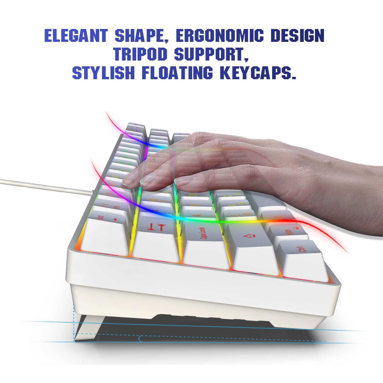 Pacoar Cade 60 Percent Gaming Compact Rgb Backlit Small Mini For ...