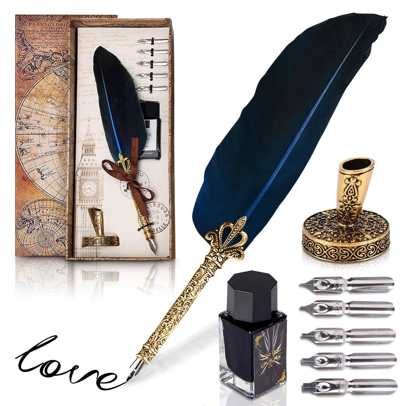Paradigms Interiors Vintage Quill Pen And Ink Set Elegant For ...