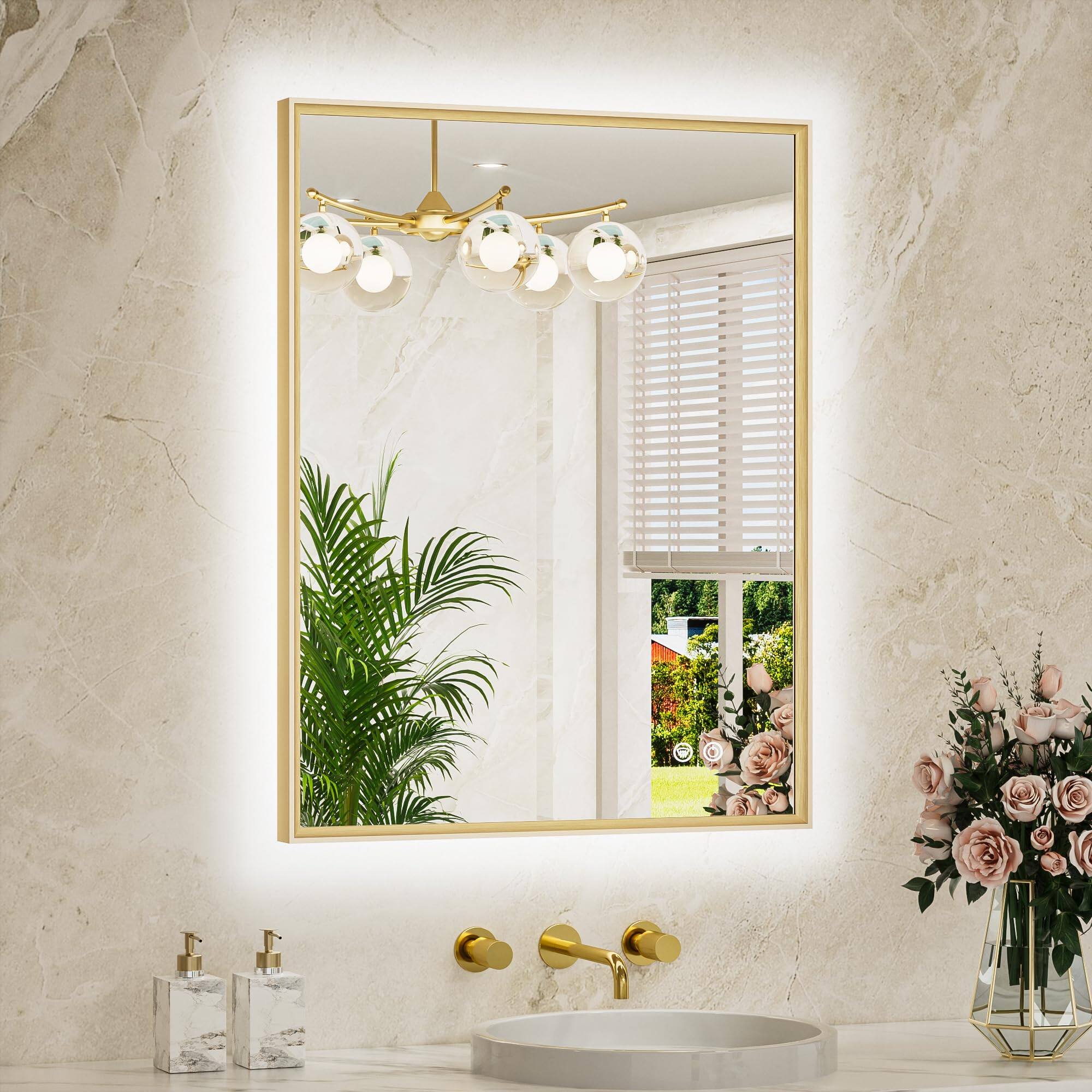 METALTON Backlit Bathroom Mirror Brushed Metal Frame Led Light Vanity ...