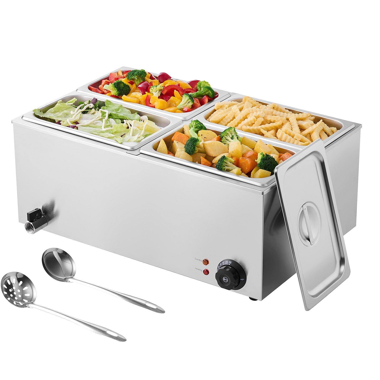 Glintex 24QT Commercial Food Warmer 4 Pan Electric Steam Table Bain ...