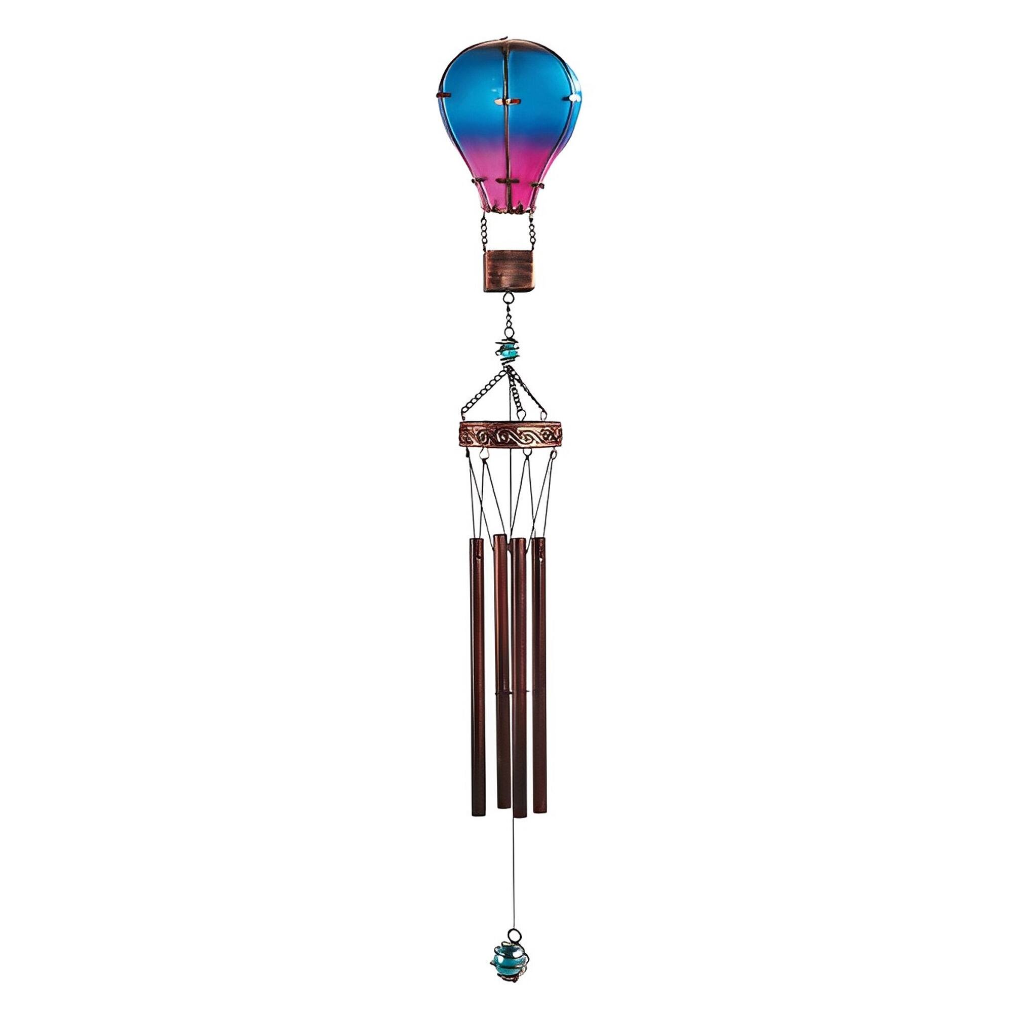 FC Design 36" Long Blue and Pink Glass Air Balloon Wind Chime Outdoor ...
