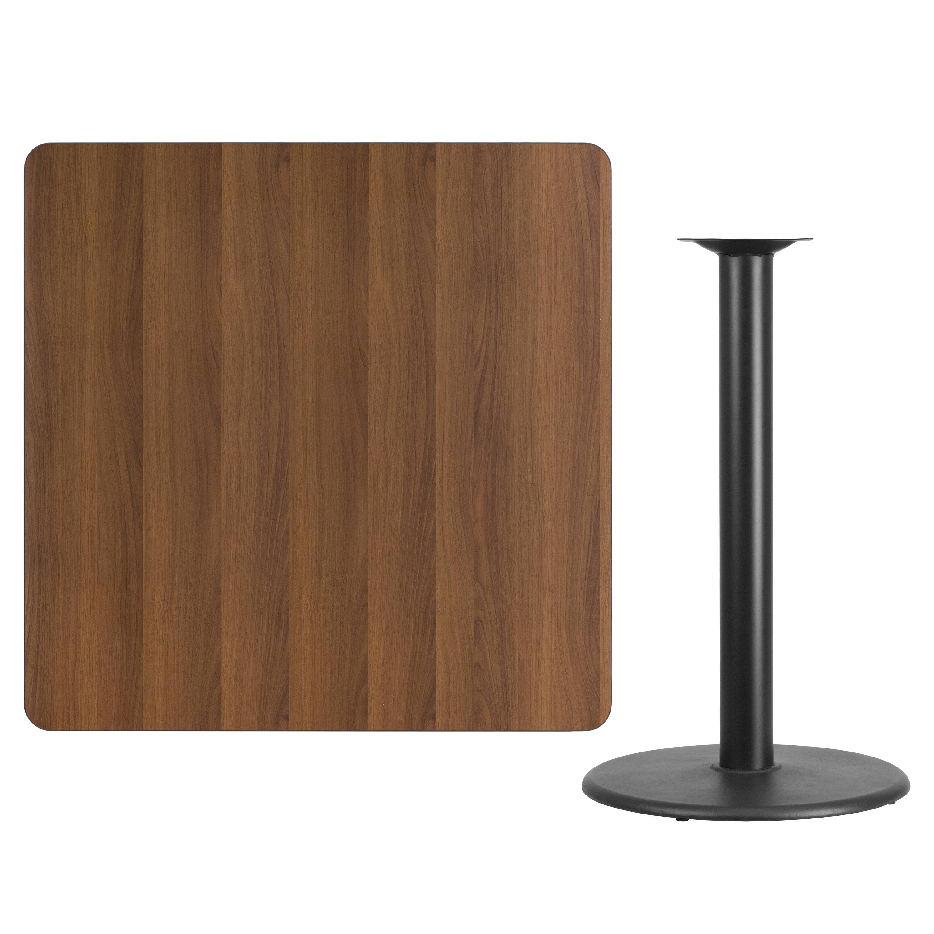 Emma + Oliver 42" Square Laminate Table Top with 24" Round Bar Height ...