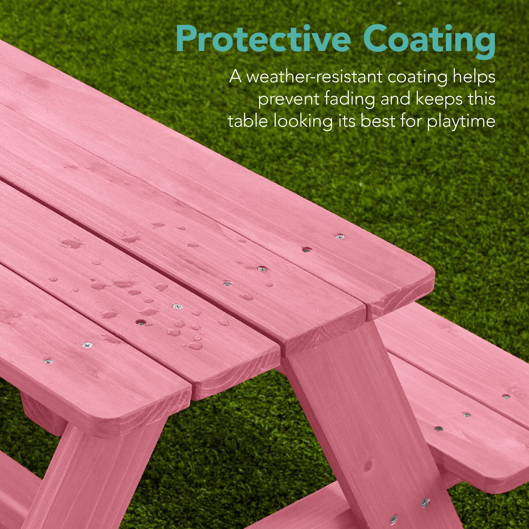 Best Choice Products Outdoor Wooden Kids Picnic Table with Umbrella ...