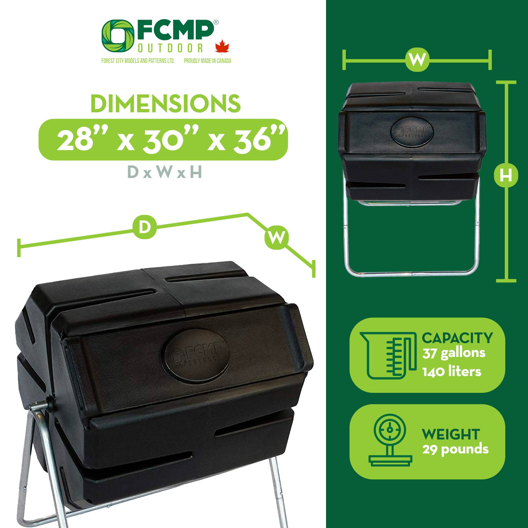 FCMP Outdoor 37 Gallon Single Chamber Roto Tumbling Garden Composting ...