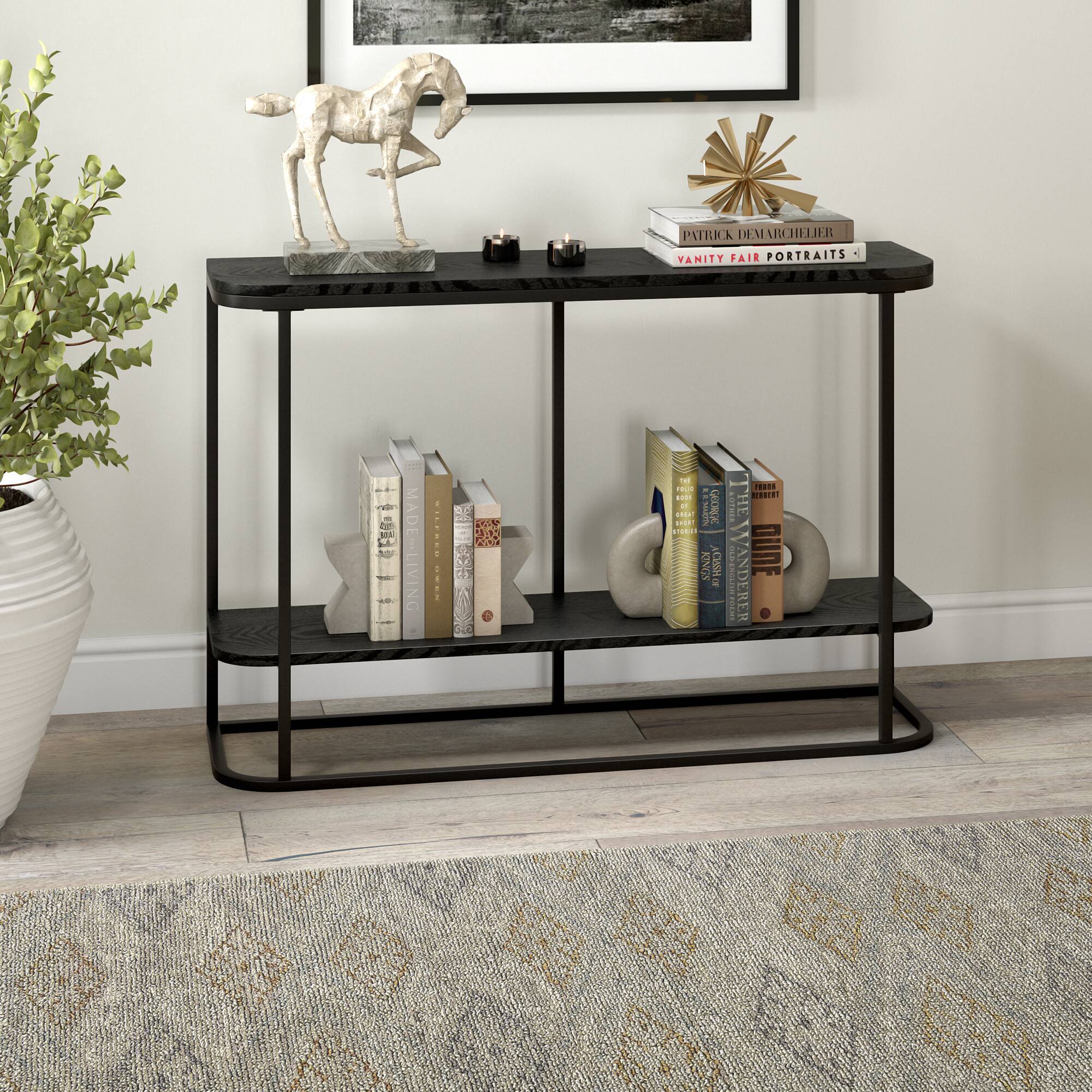 Best Buy: Camden&Wells Selene Console Table Blackened Bronze/Black Grain AT1664