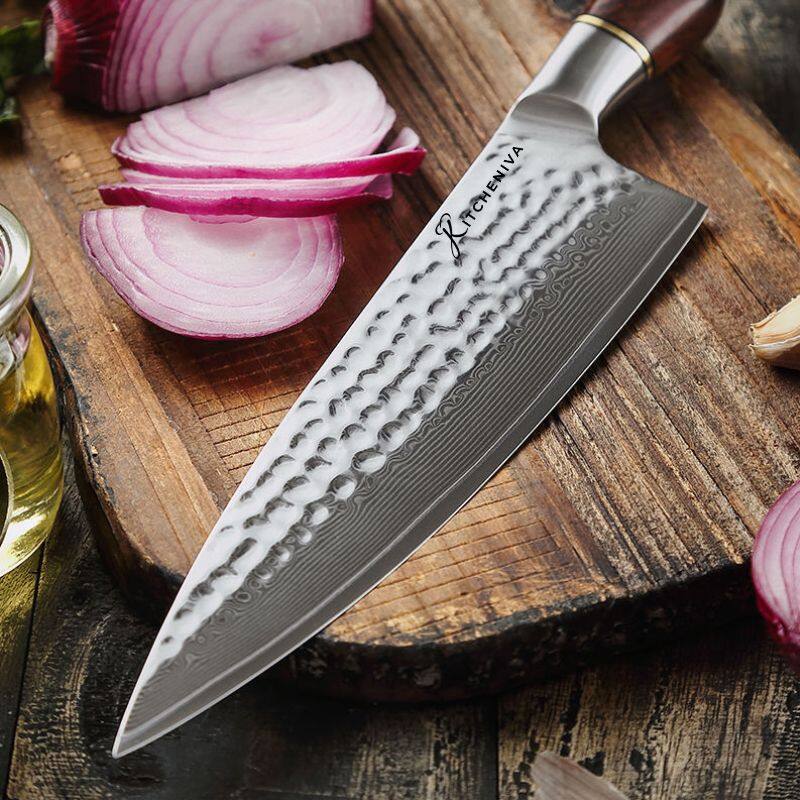 Kitcheniva 8 Inch 73 Layer Damascus Powder Steel Chefs Knife with Rose ...