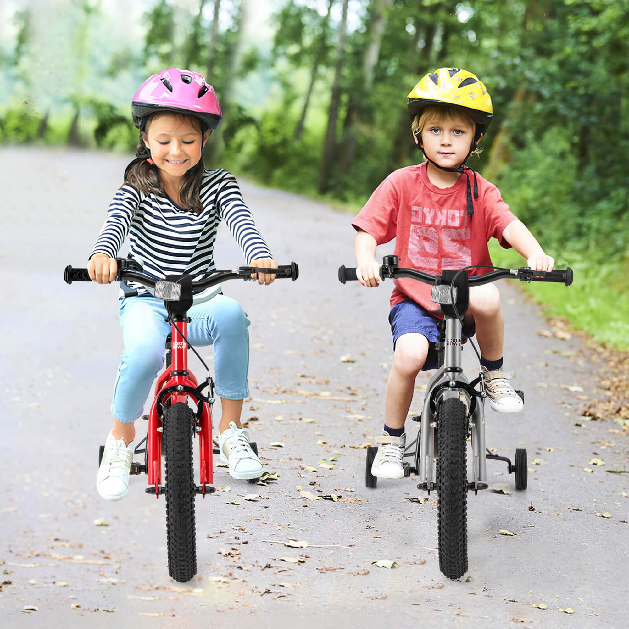Costway 14 Inch Kid's Bike for 3 5 Years Old with Adjustable Saddle & Anti slip Handlebar Red ...